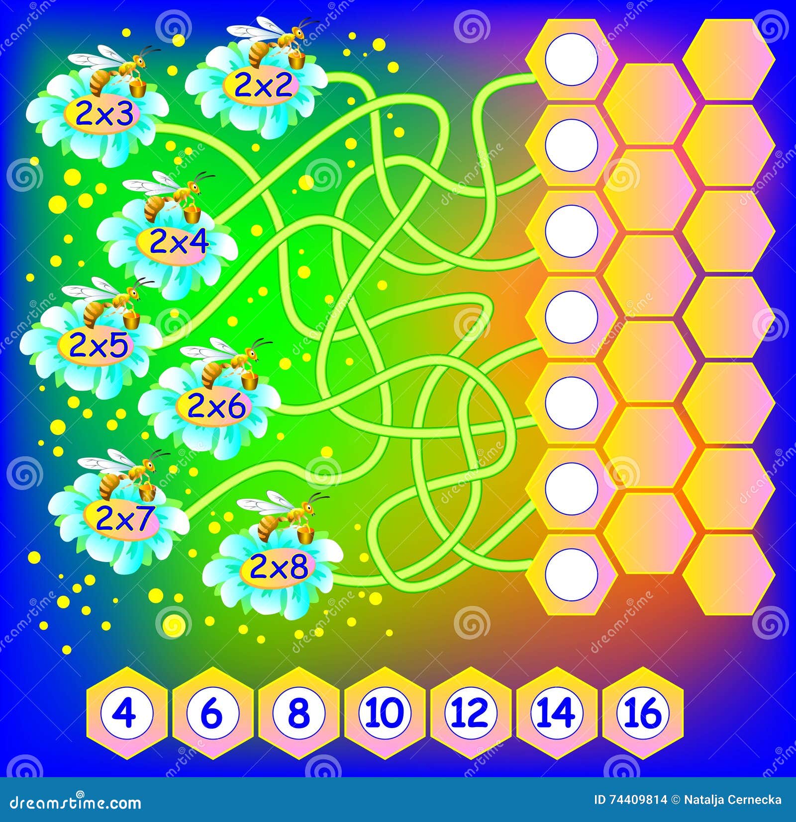 Exercise For Children With Multiplication By Two. Vector Illustration ...