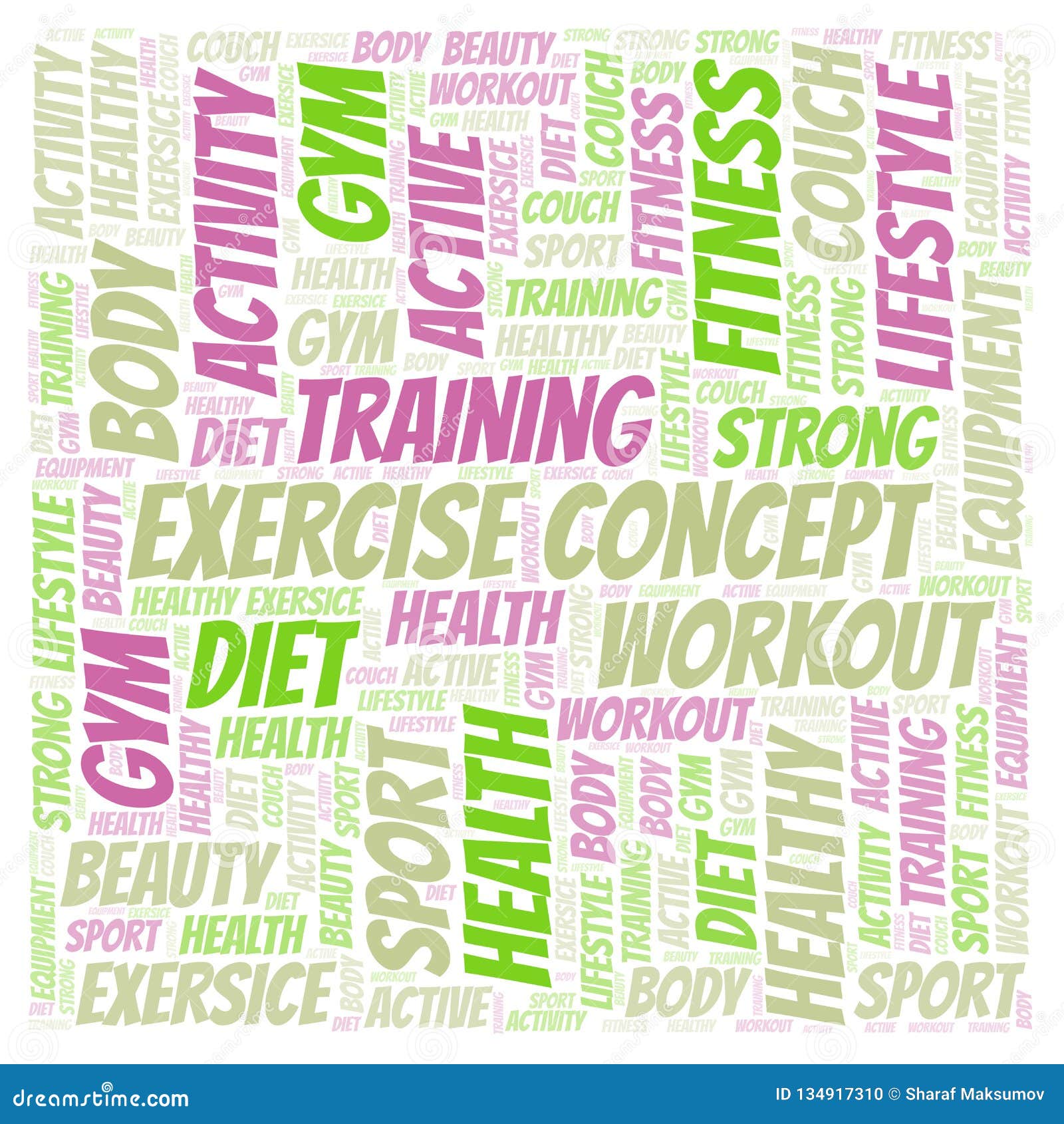 Exercise Concept Word Cloud Stock Illustration - Illustration of bright ...