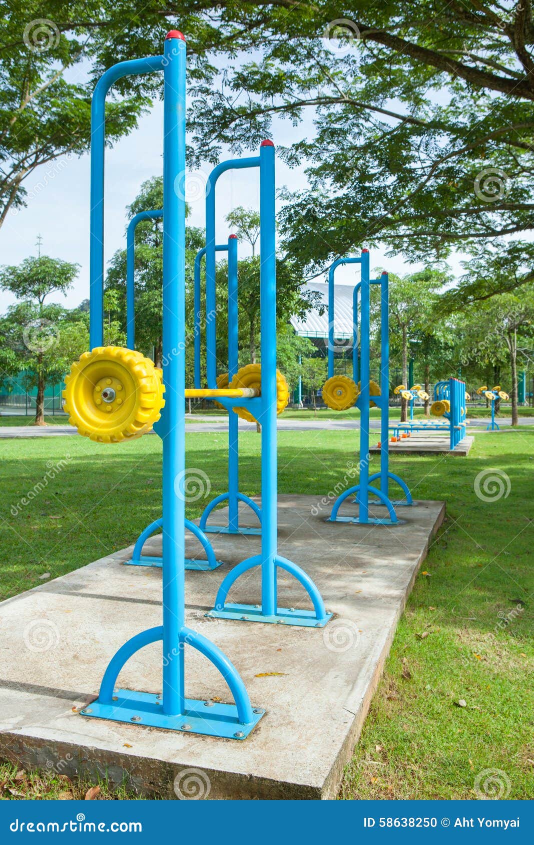 Exercise Equipment in Public Park Stock Photo - Image of active, sward ...