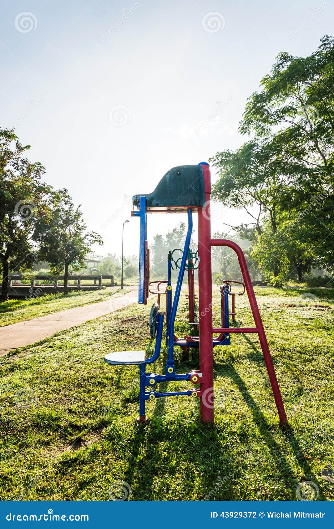 Exercise Equipment in Public Park on Sunrise. Stock Photo - Image of ...