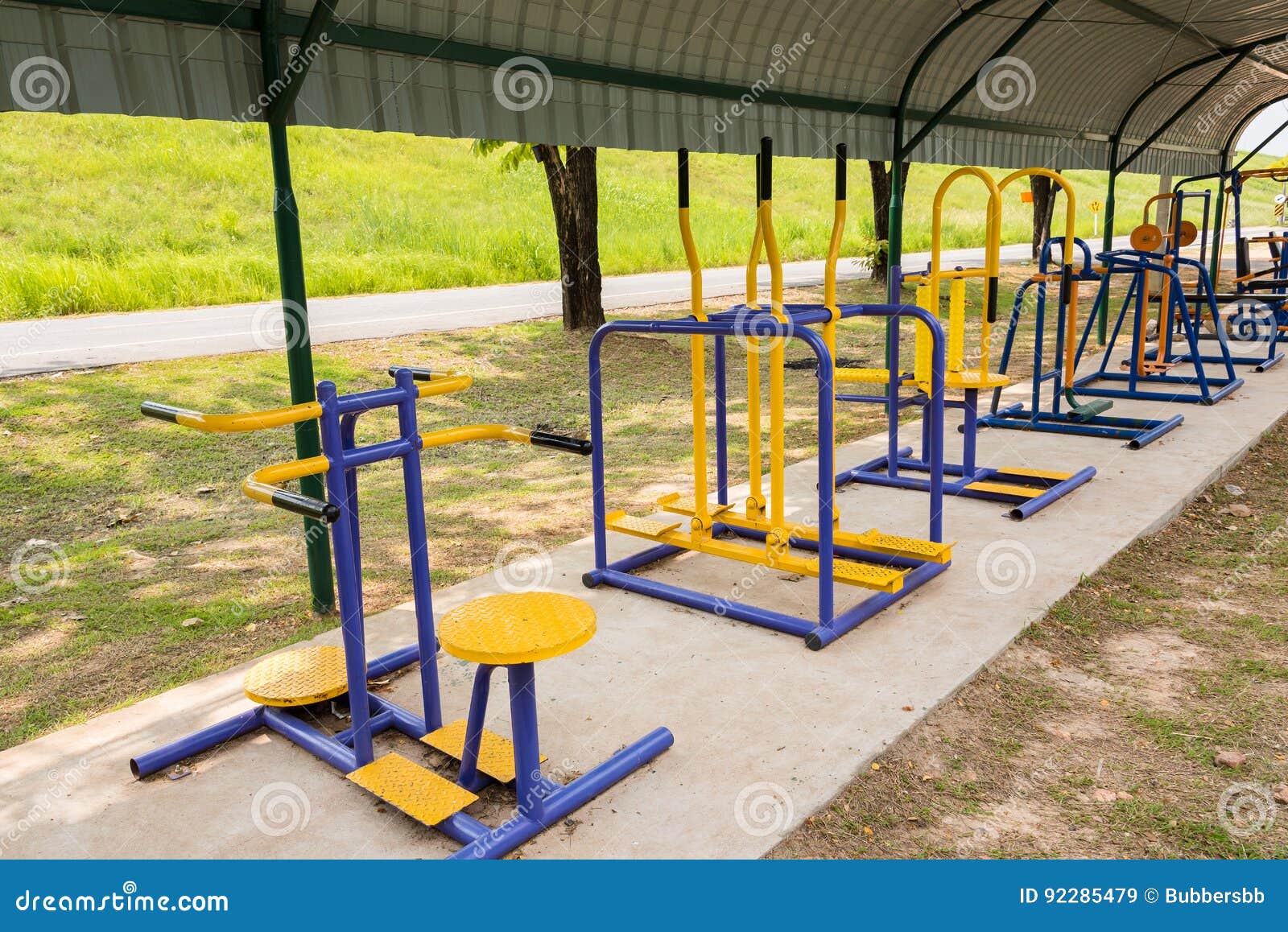 Exercise Equipment in Public Park at Thailand. Stock Image - Image of ...