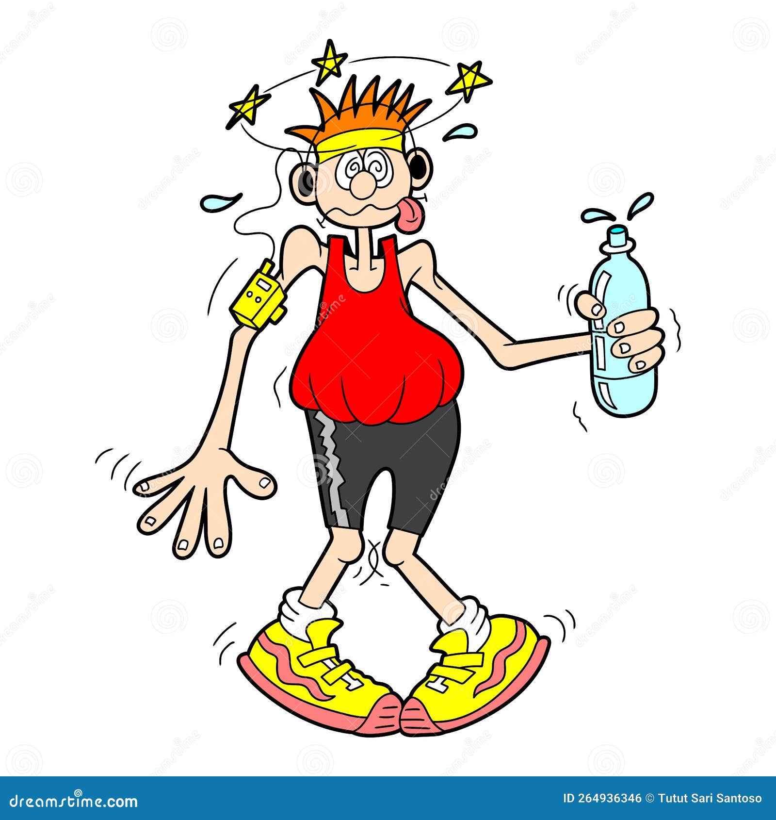 Fatigue Hand Drawn Vector Illustration With Cartoon Comic Man Drinking ...