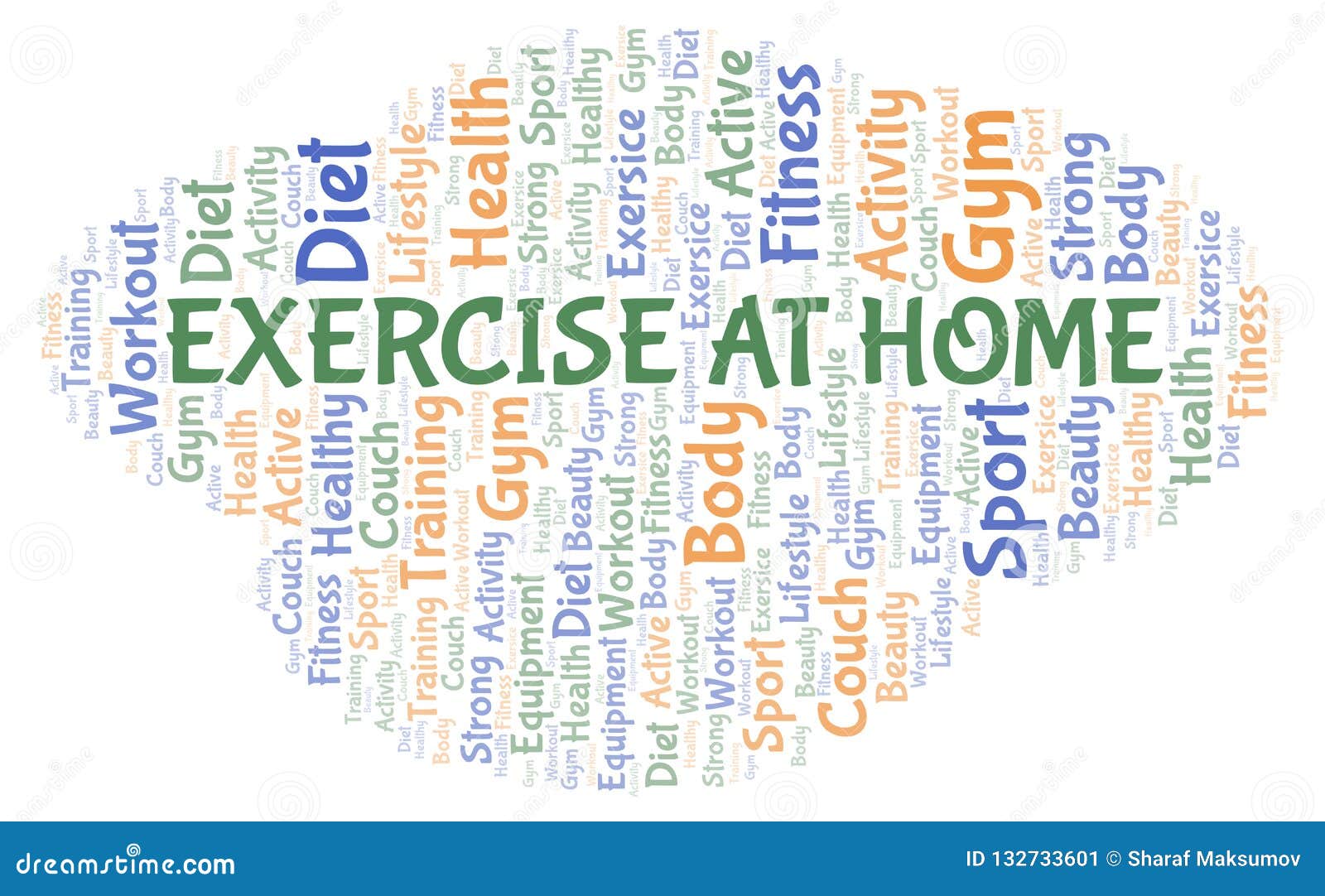 Exercise at Home Word Cloud Stock Illustration - Illustration of ...