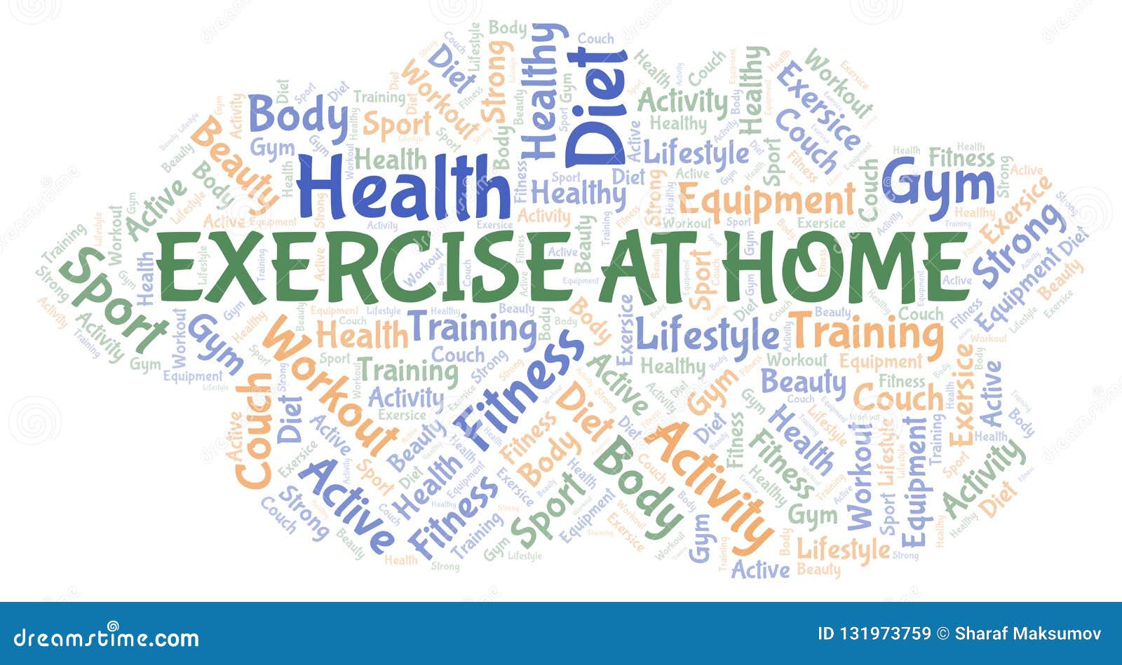 Exercise at Home Word Cloud Stock Illustration - Illustration of white ...