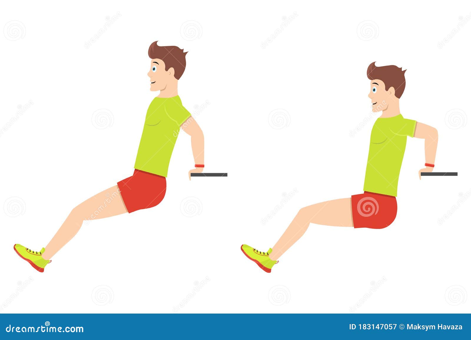 Exercise at Home. Young Handsome Guy Doing Triceps Exercises Pushing Up ...