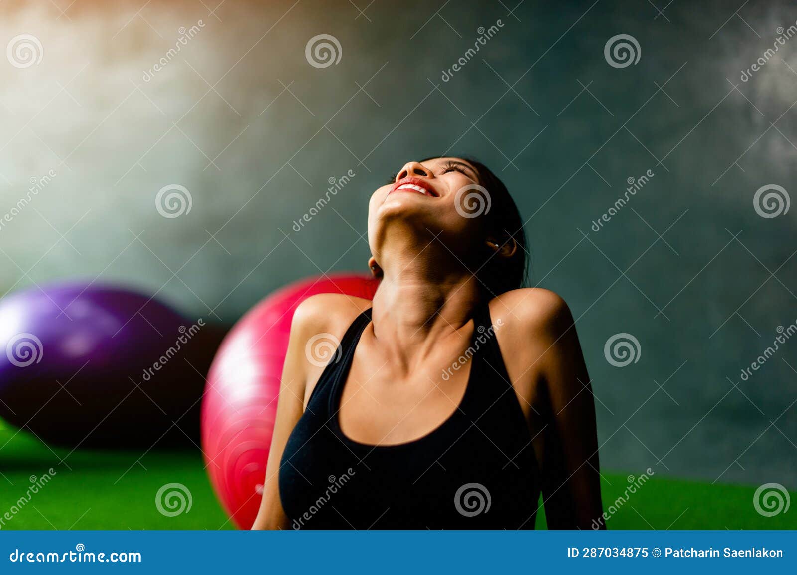 Joy of Exercise. Happy Young Woman Smiling from Exercising Stock Image ...