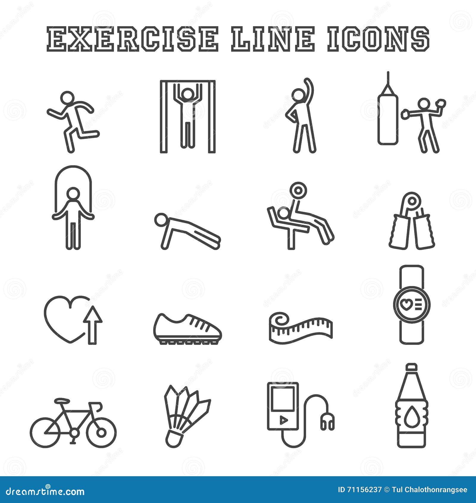 Exercise line icons stock vector. Illustration of rope - 71156237