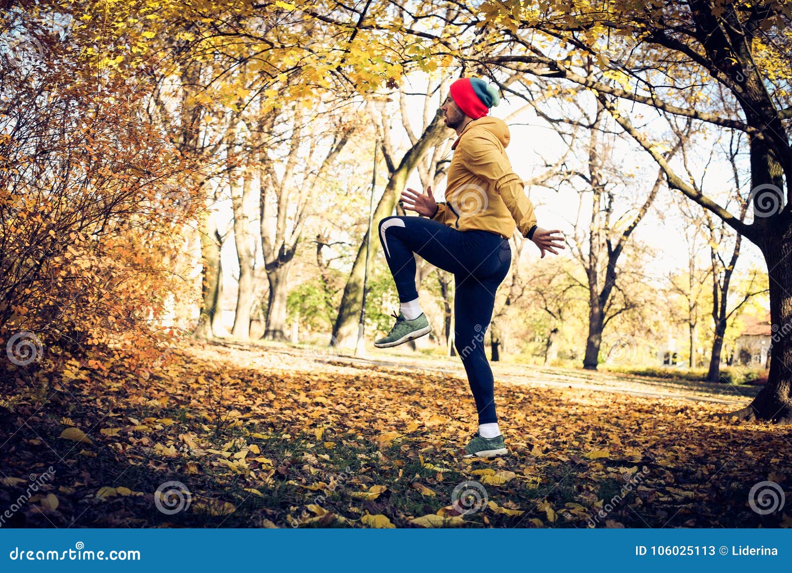 Exercise in Nature. Young Man. Stock Image - Image of nature, wellbeing ...