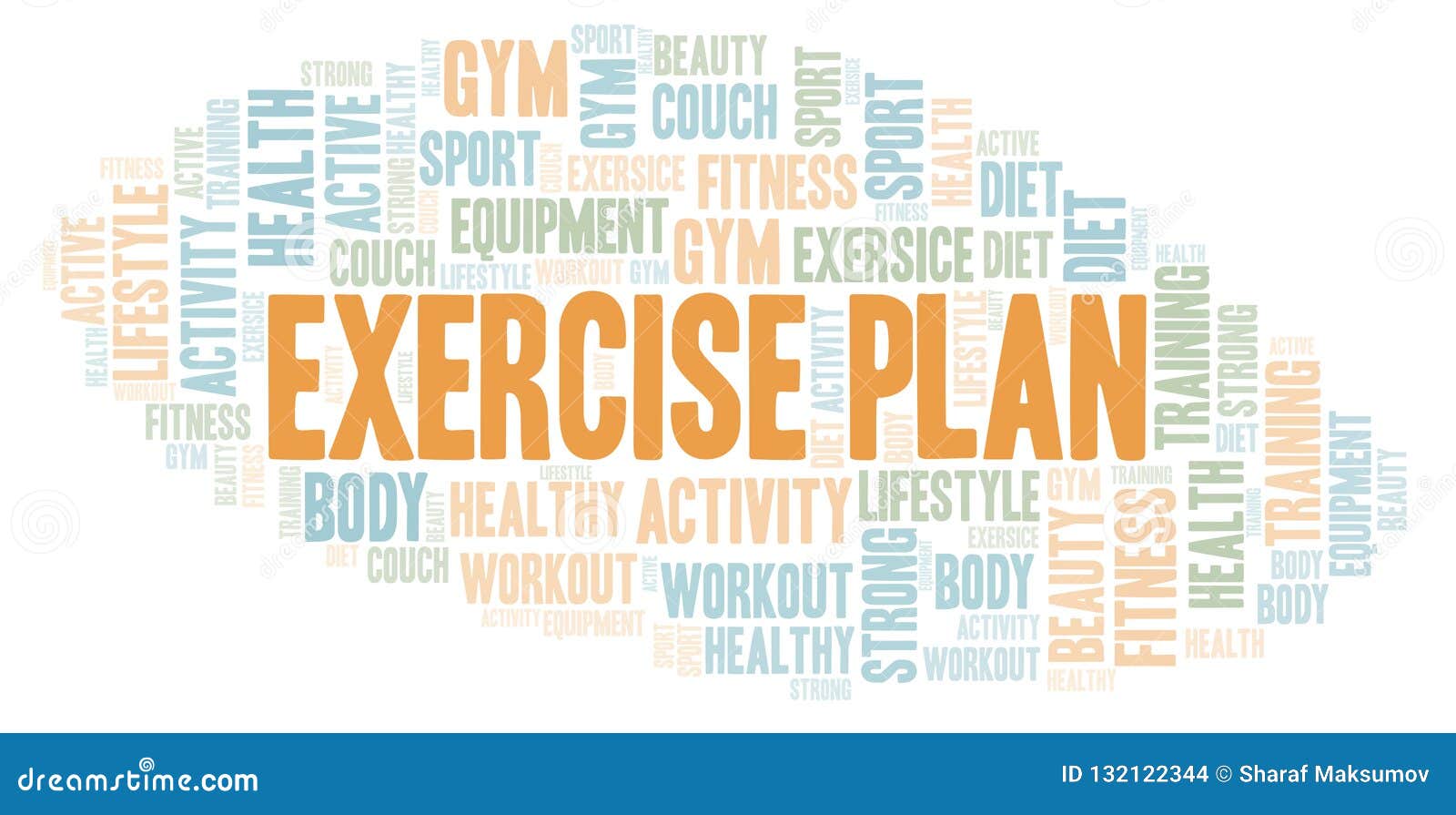 Exercise Plan word cloud stock illustration. Illustration of colors ...