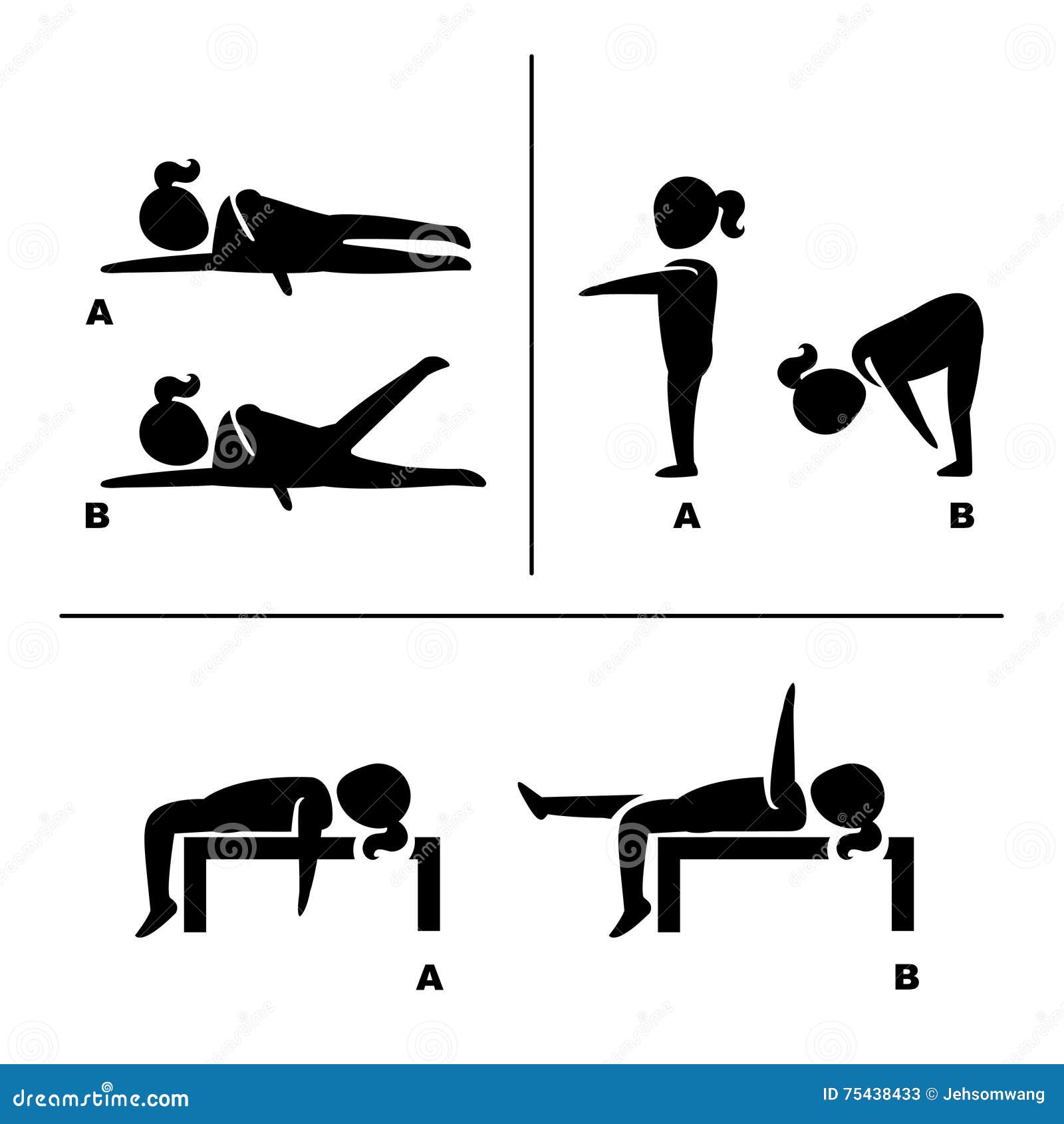 Exercise Poses for Healthy Pictograms Illustration Stock Vector ...