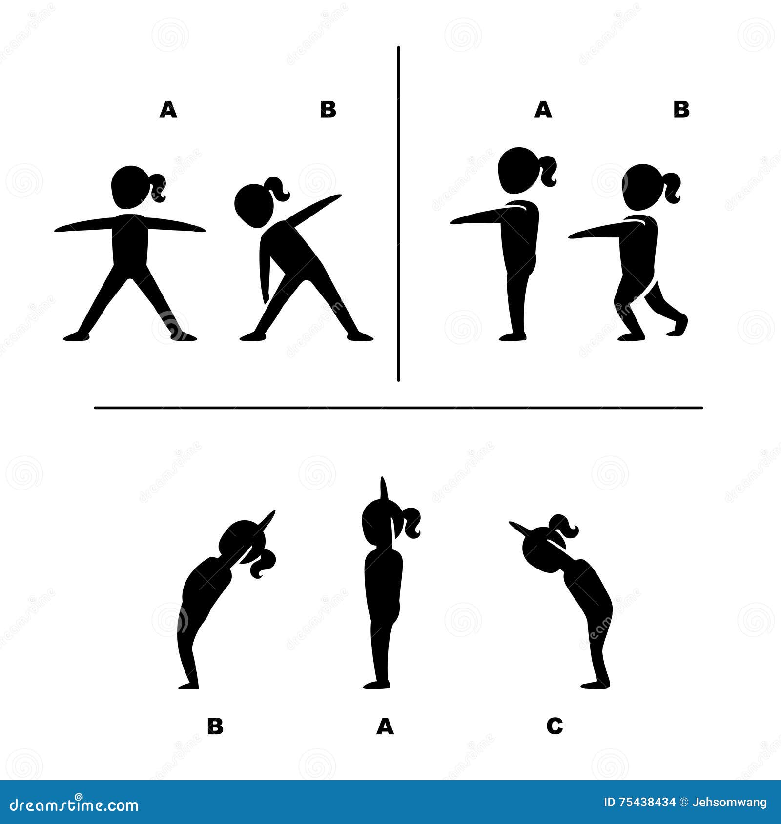 Exercise Poses for Healthy Pictograms Illustration Stock Vector ...