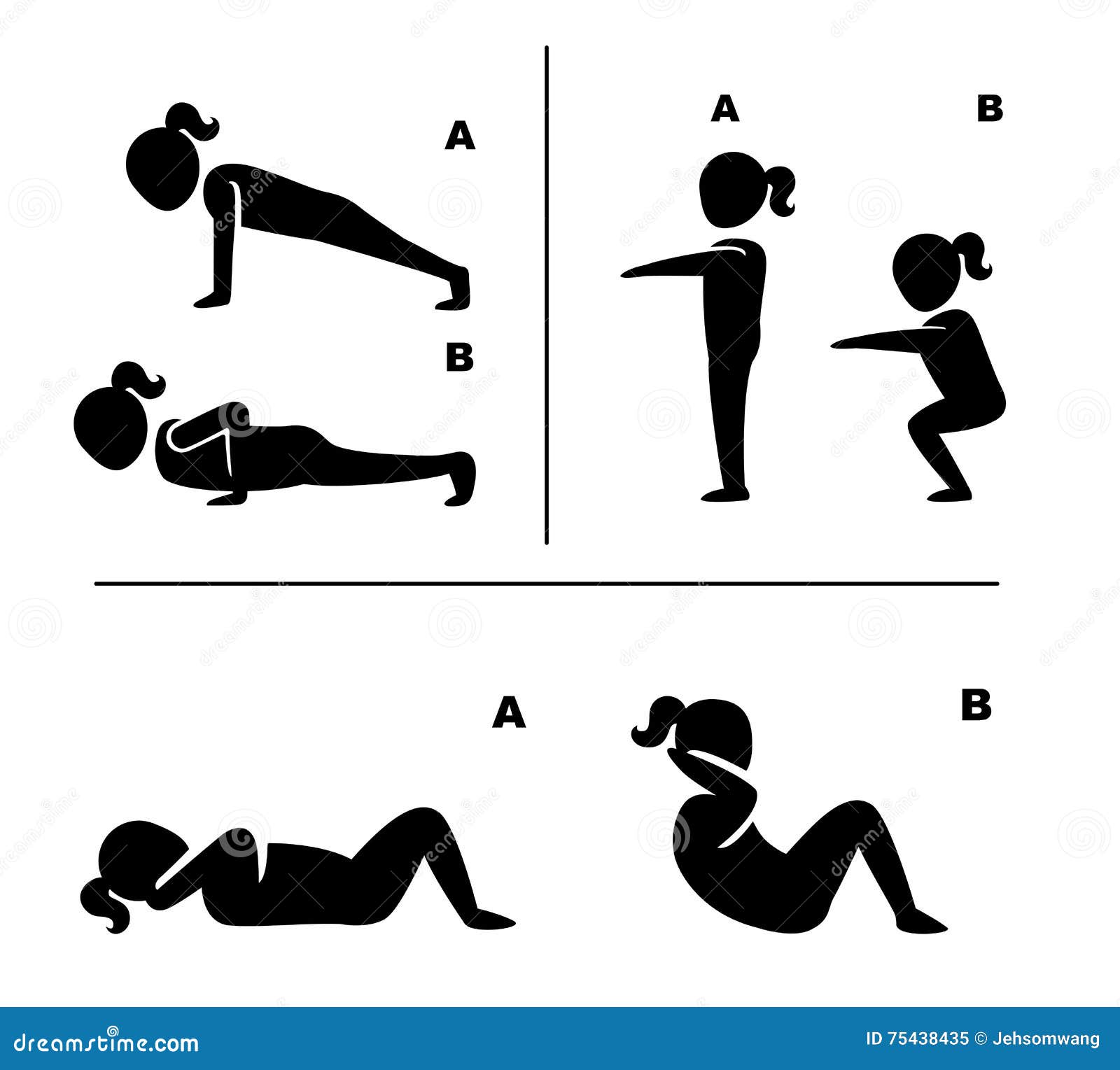Exercise Poses for Healthy Pictograms Illustration Stock Vector ...