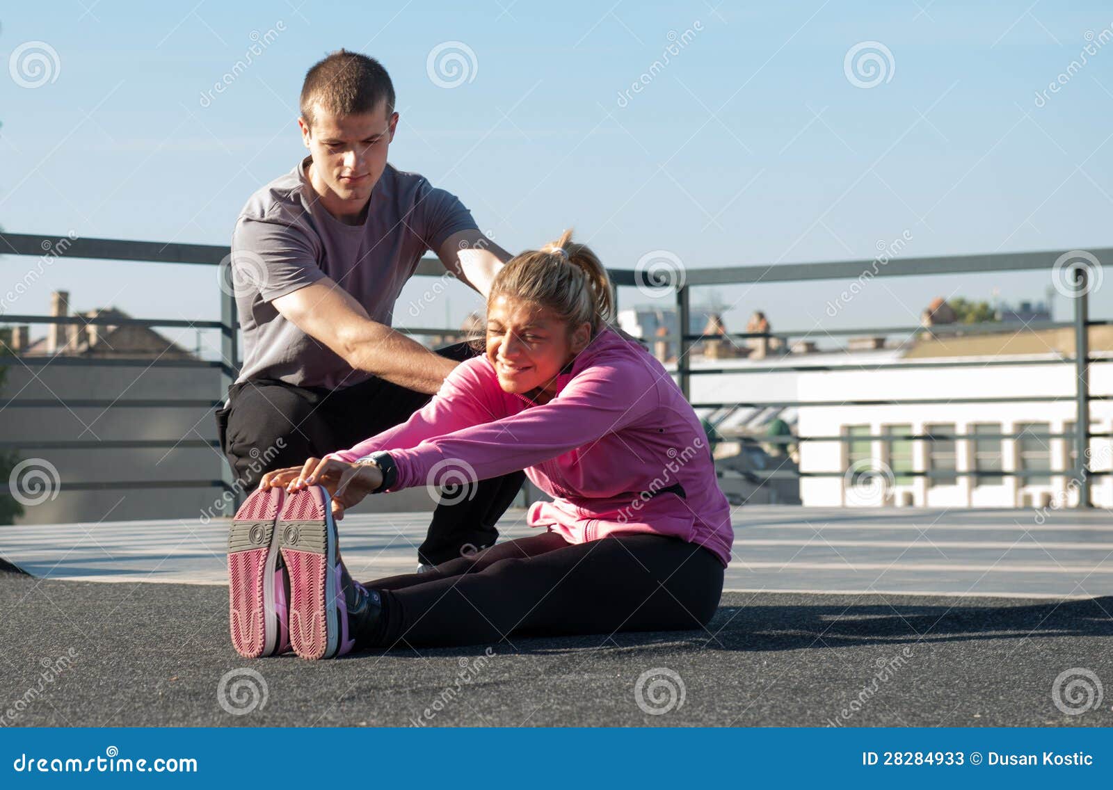 Exercise on the roof stock image. Image of healthy, relaxation - 28284933