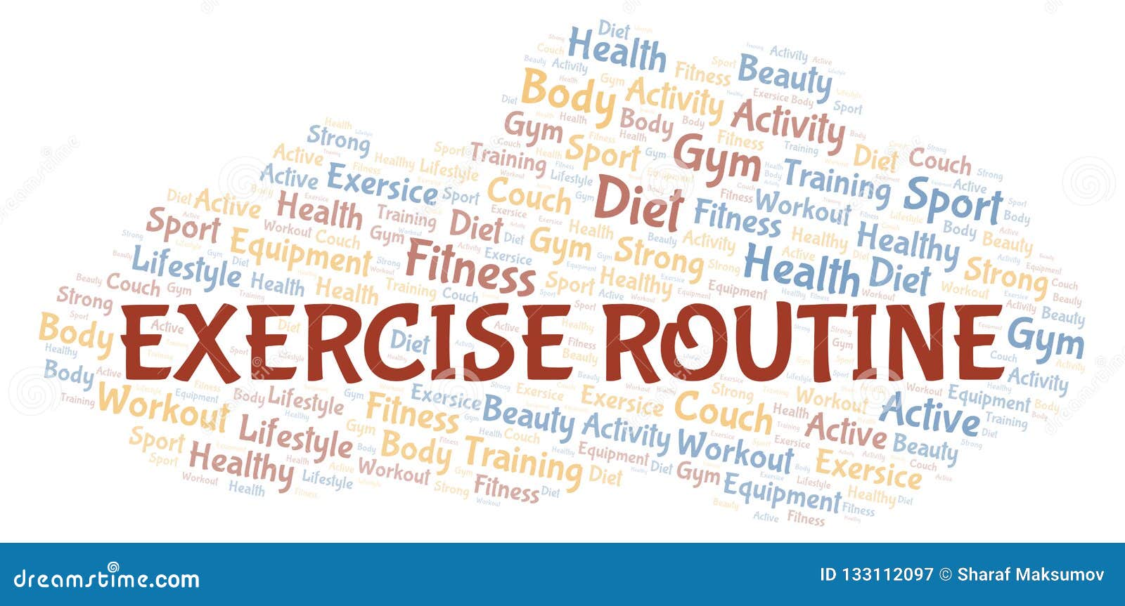 Exercise Routine Word Cloud Stock Illustration - Illustration of fonts ...