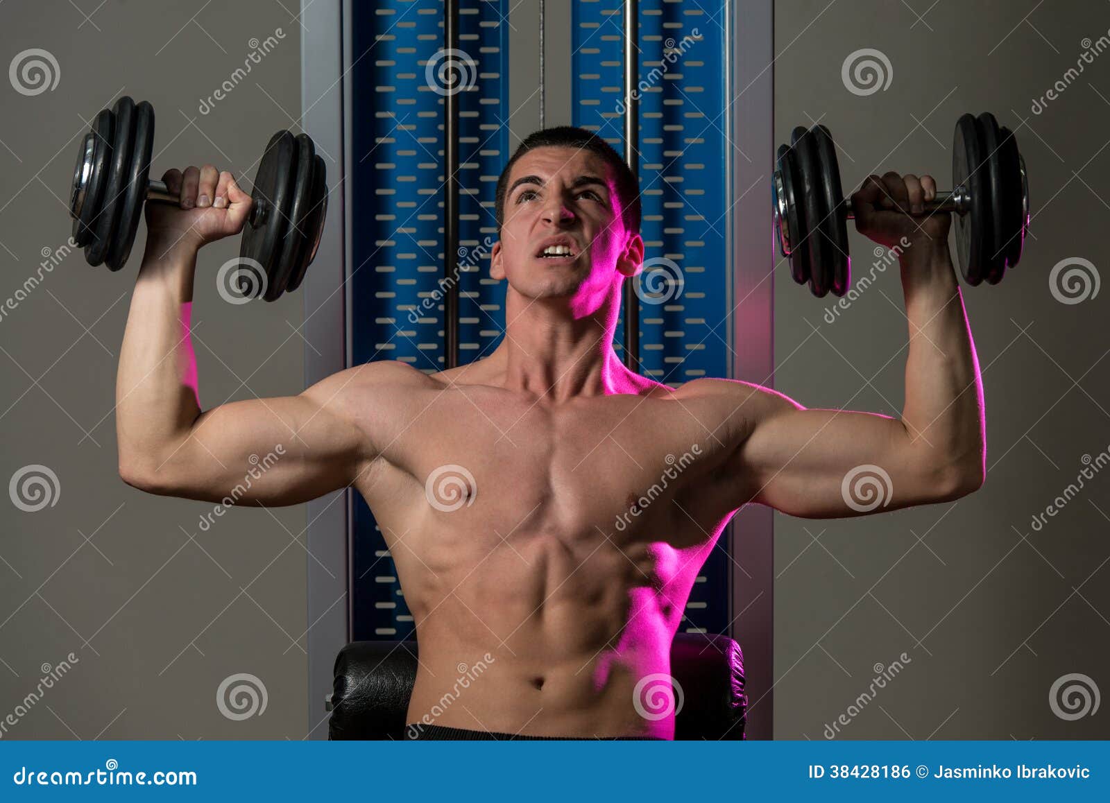 Exercise for Shoulders Dumbbell Presses Stock Photo - Image of indoors ...
