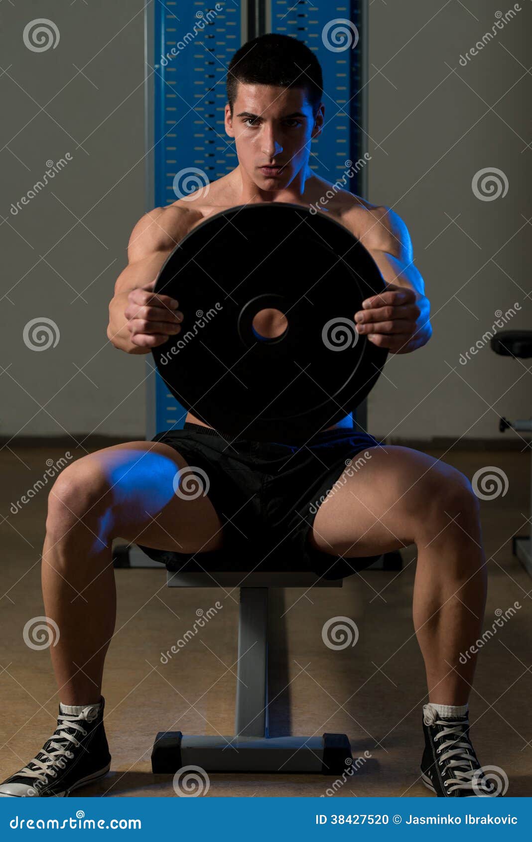 Exercise for Shoulders Front Plate Raise Stock Photo - Image of ...
