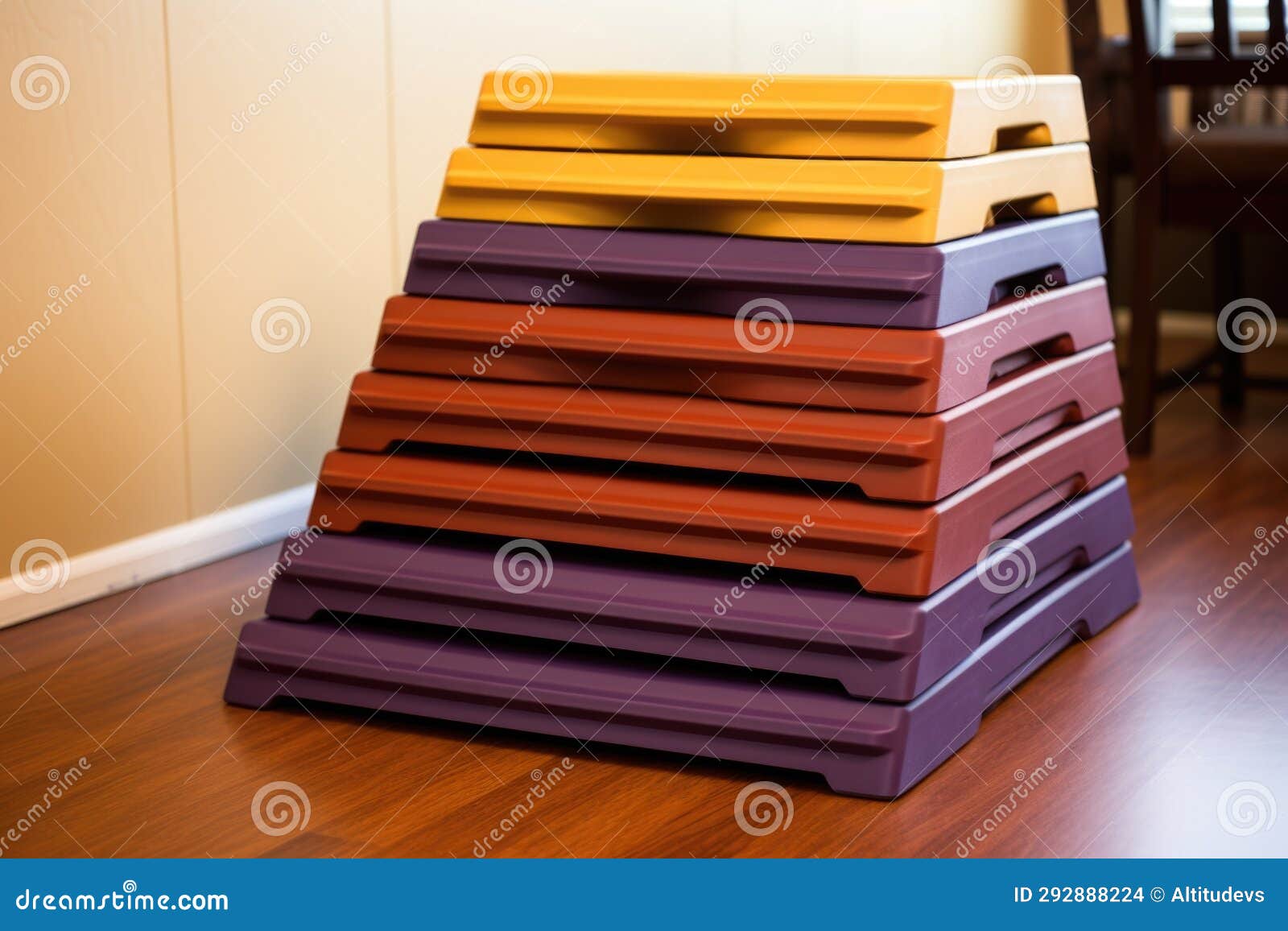 Exercise Step Boards Stacked in a Corner Stock Photo - Image of step ...