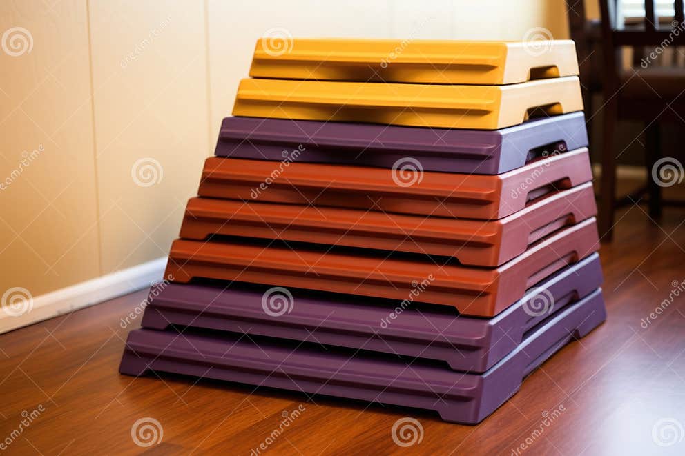 Exercise Step Boards Stacked in a Corner Stock Photo - Image of step ...