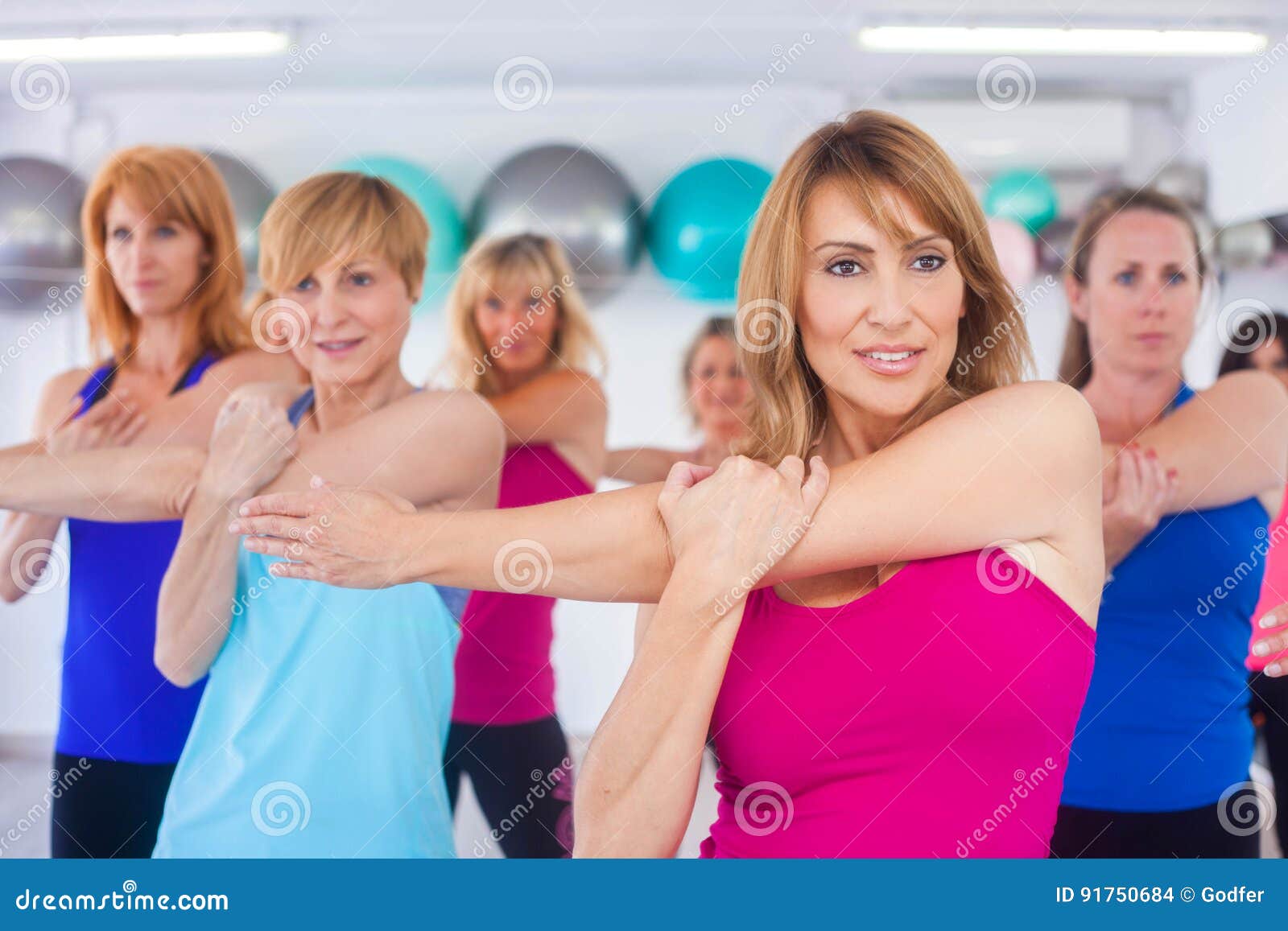 Exercise stretching class stock photo. Image of sports - 91750684