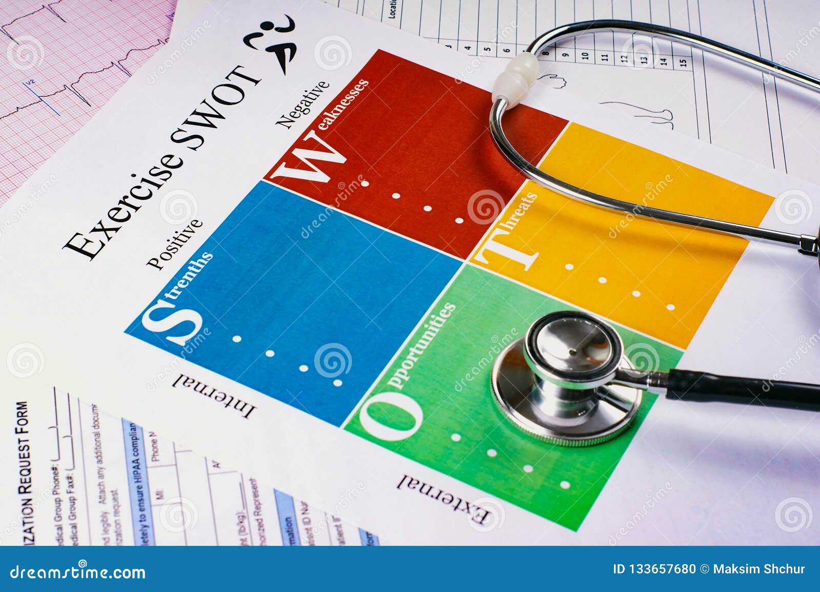 Exercise SWOT form sheet stock photo. Image of form - 133657680