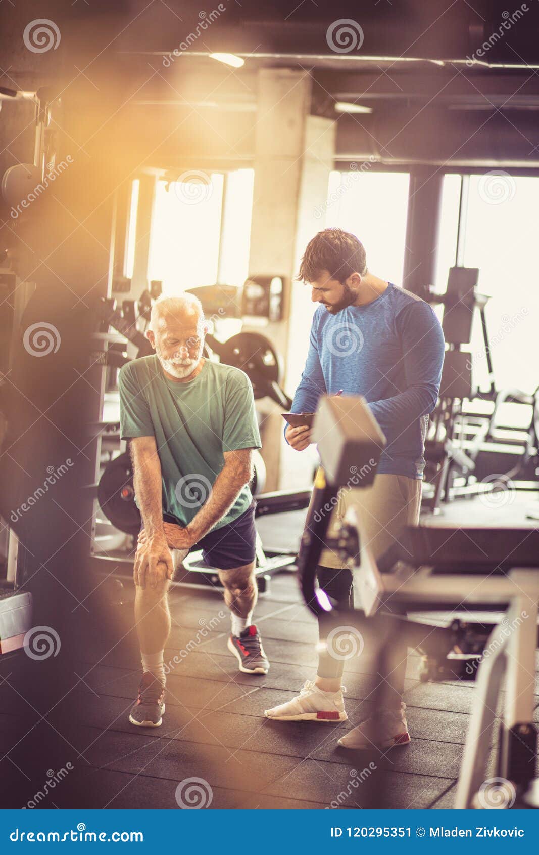 Exercise and talk. stock image. Image of fitness, older - 120295351