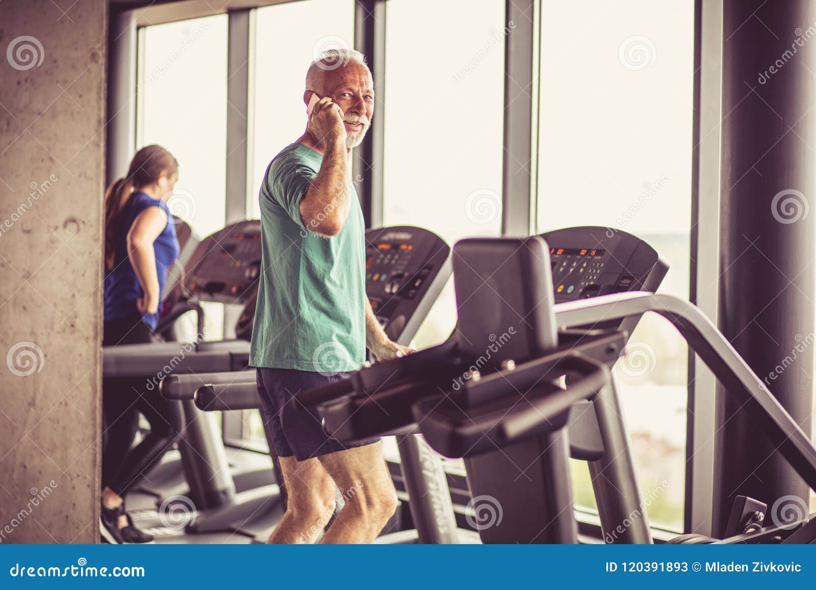 Exercise and Talk on Phone. Stock Image - Image of communication ...