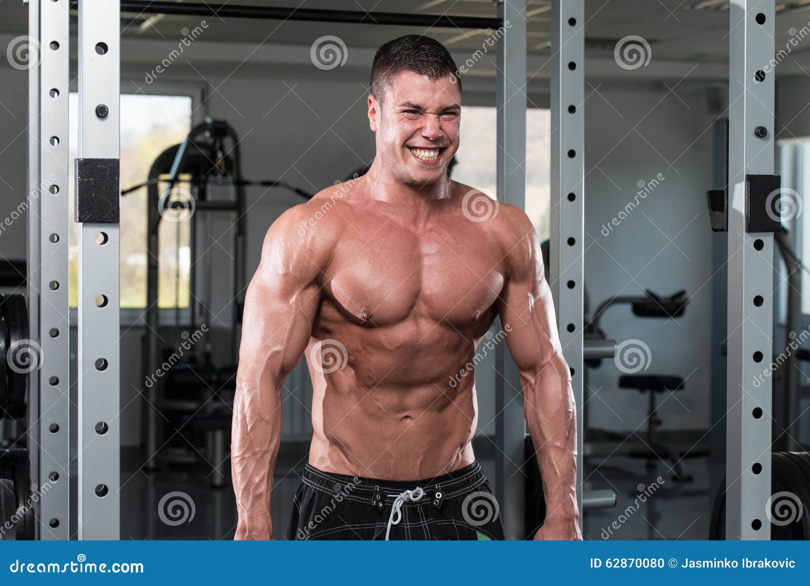 Exercise for Trapezius with Barbell Stock Photo - Image of people ...