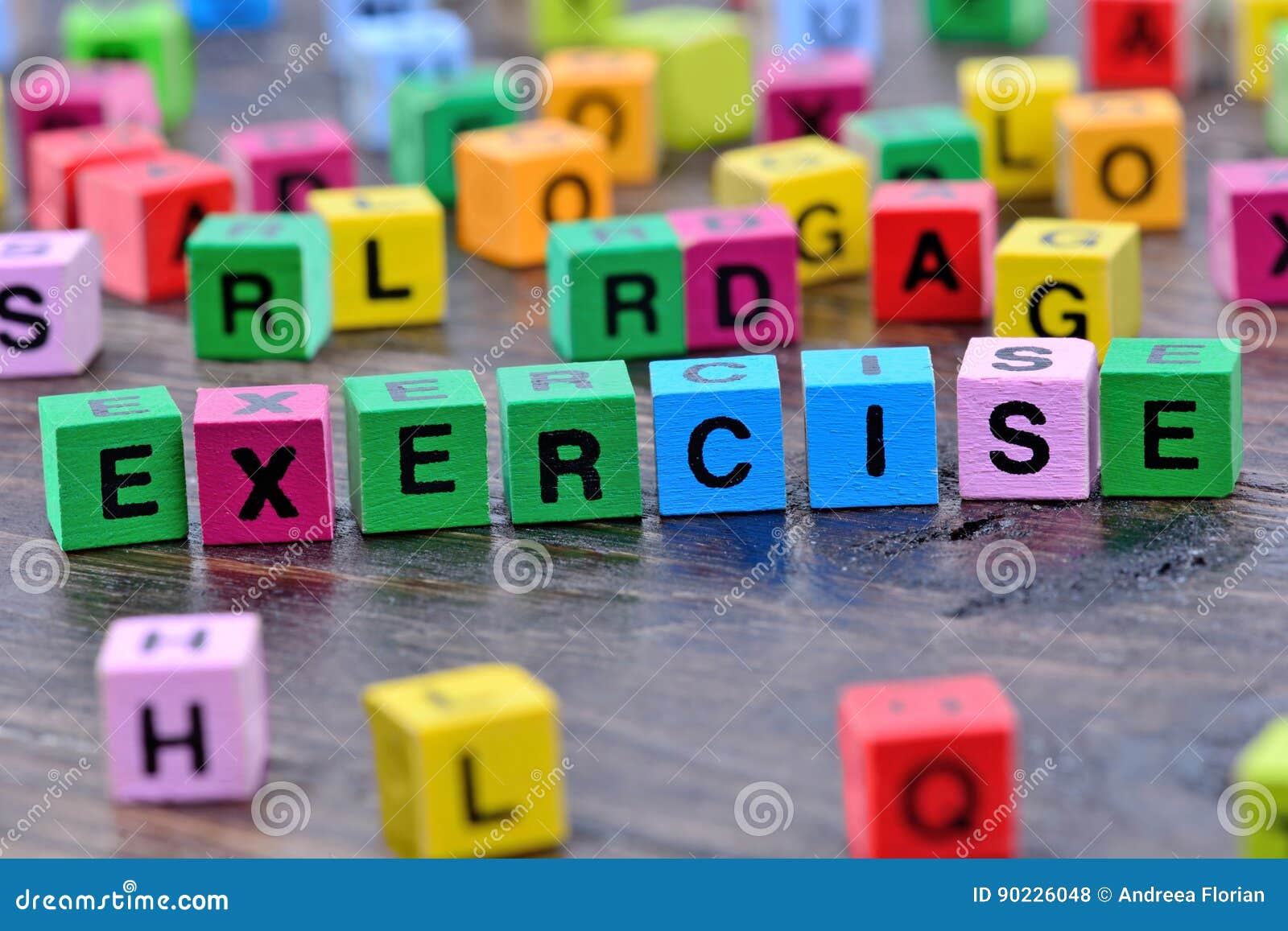 Exercise word on table stock photo. Image of lifestyle - 90226048