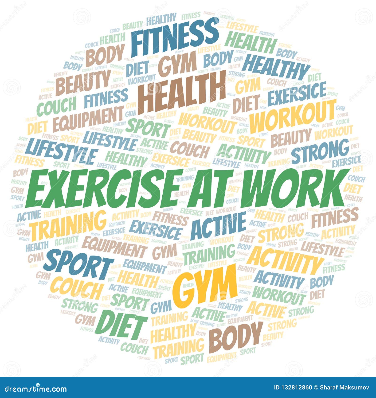 Exercise at Work Word Cloud Stock Illustration - Illustration of ...