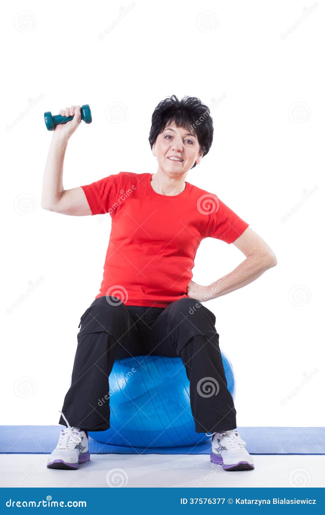Exercises on ball stock image. Image of older, sport - 37576377
