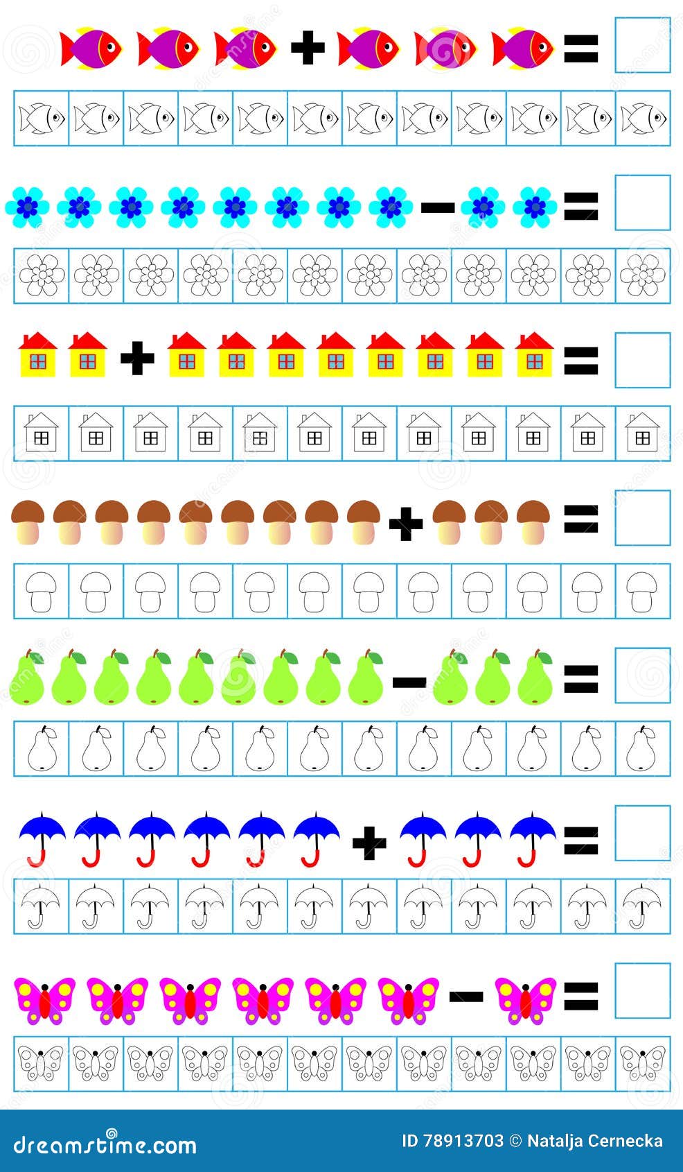 Exercises For Children - Need To Solve Examples And Paint The ...