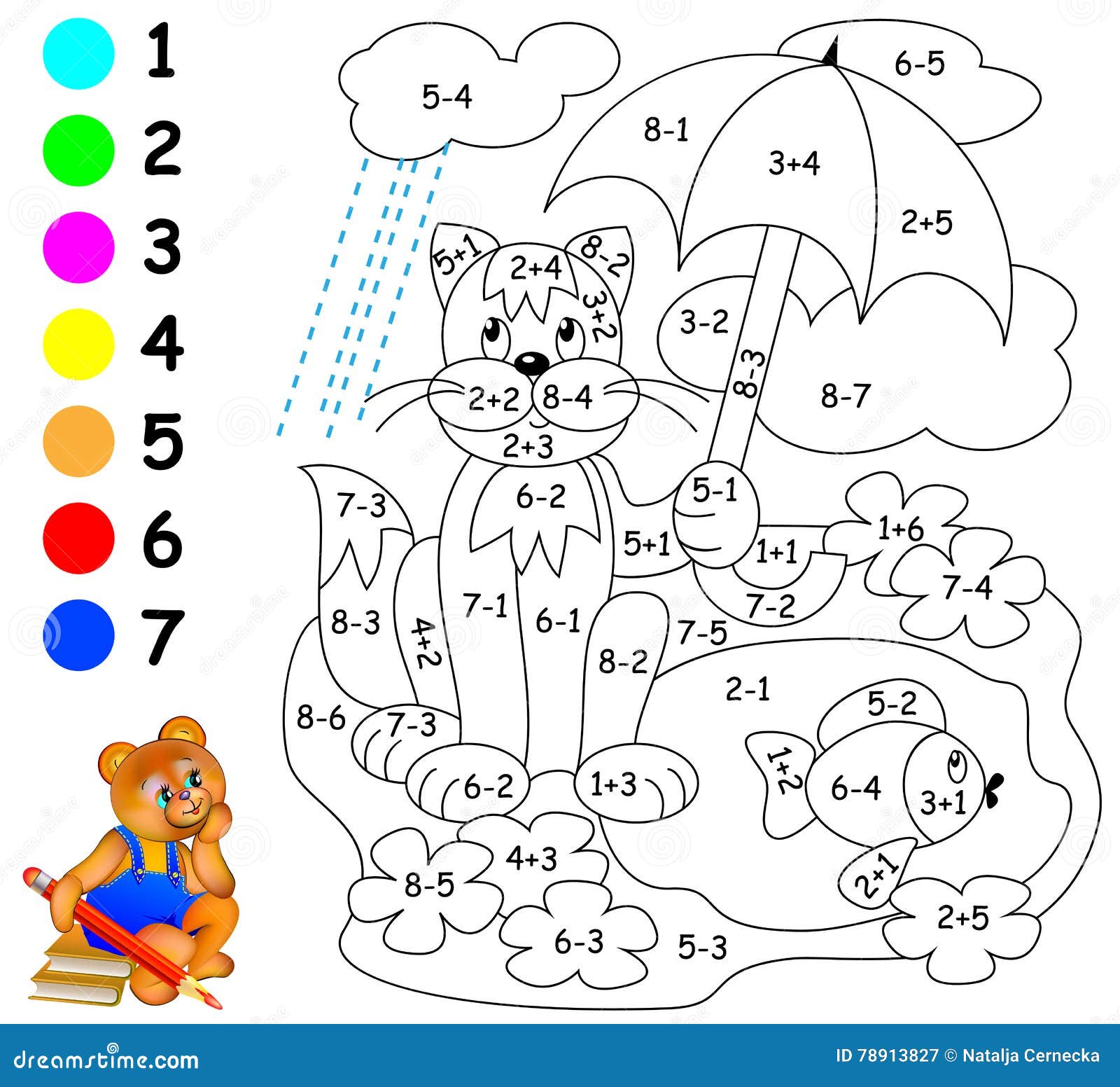 Exercises for Children - Needs To Paint Image in Relevant Color. Stock ...