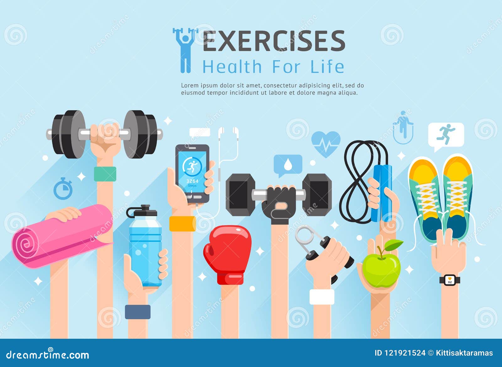 Exercises Conceptual Design. Set of Exercises Hands Stock Vector ...