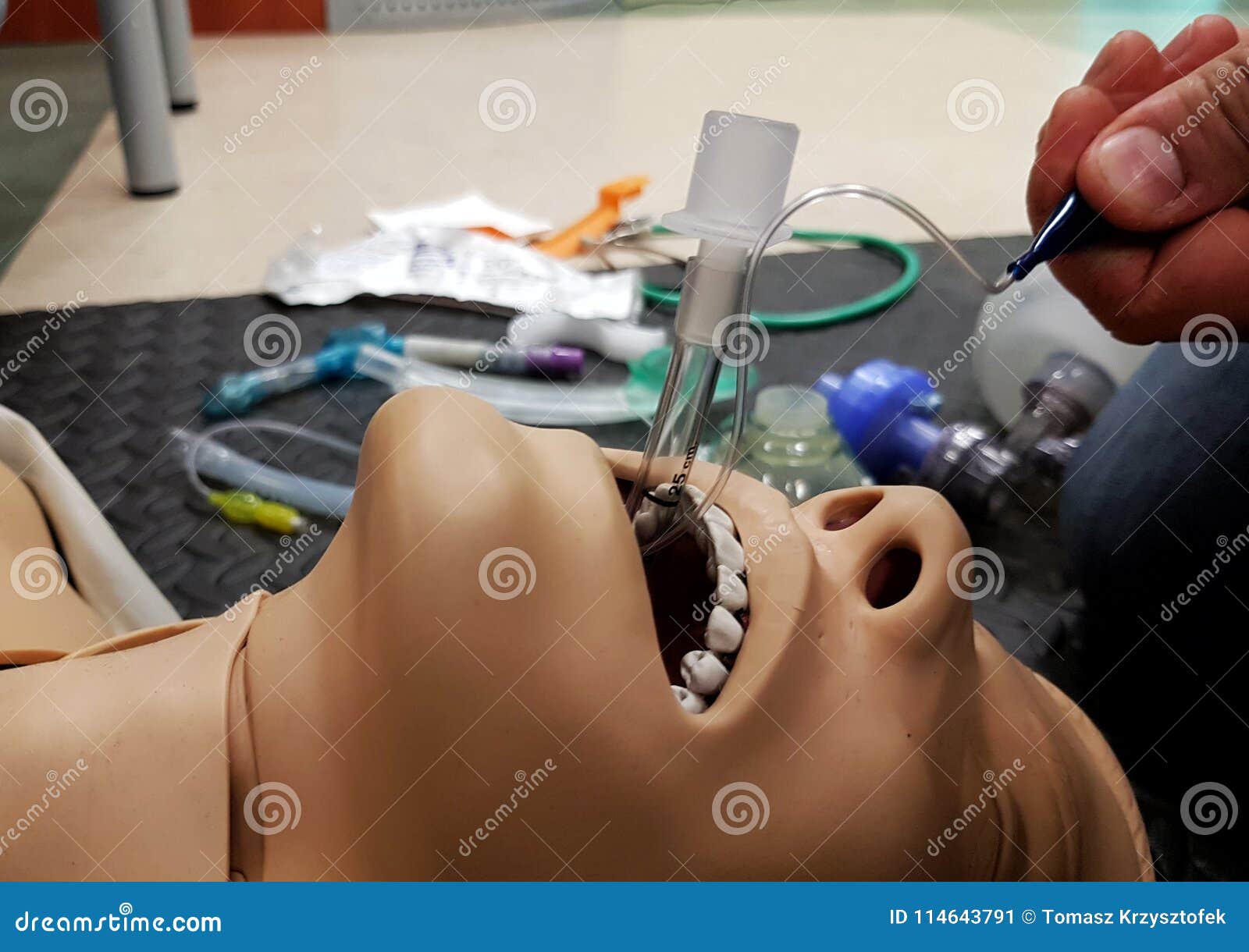 Exercises with intubation stock image. Image of healthcare - 114643791