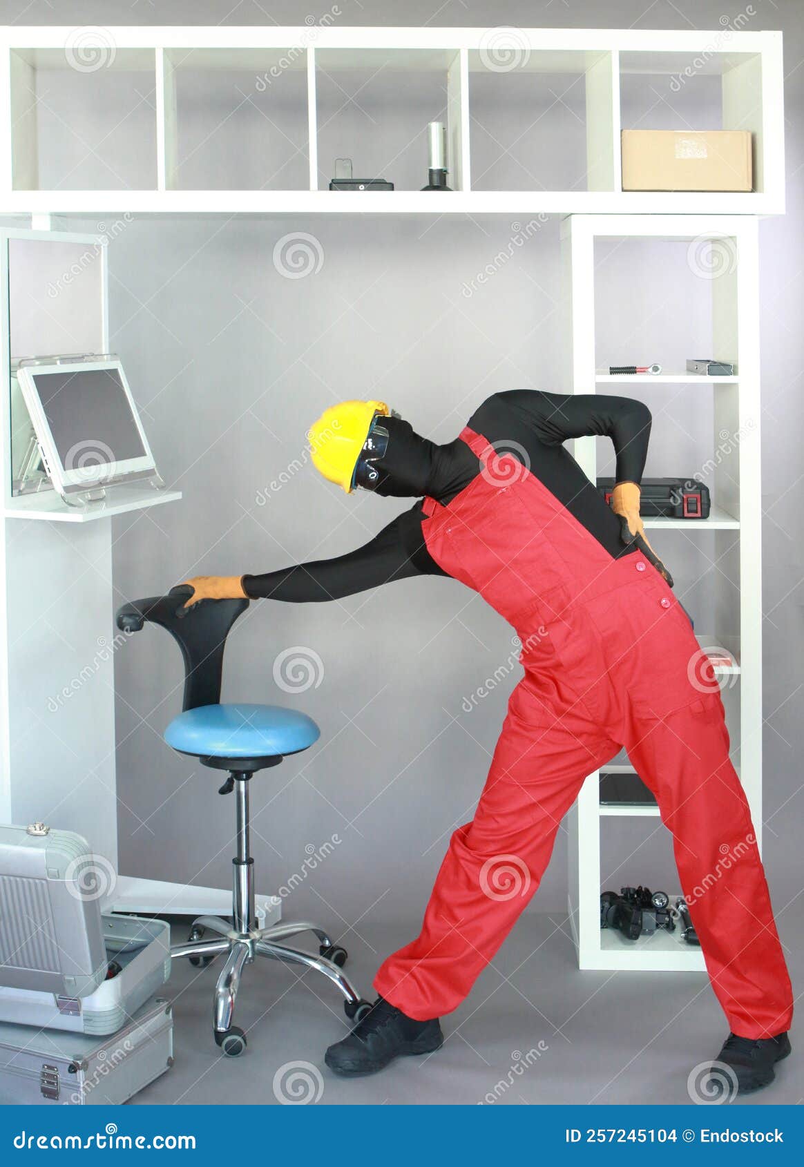 Exercises with Stool in the Industrial Environment Stock Photo - Image ...