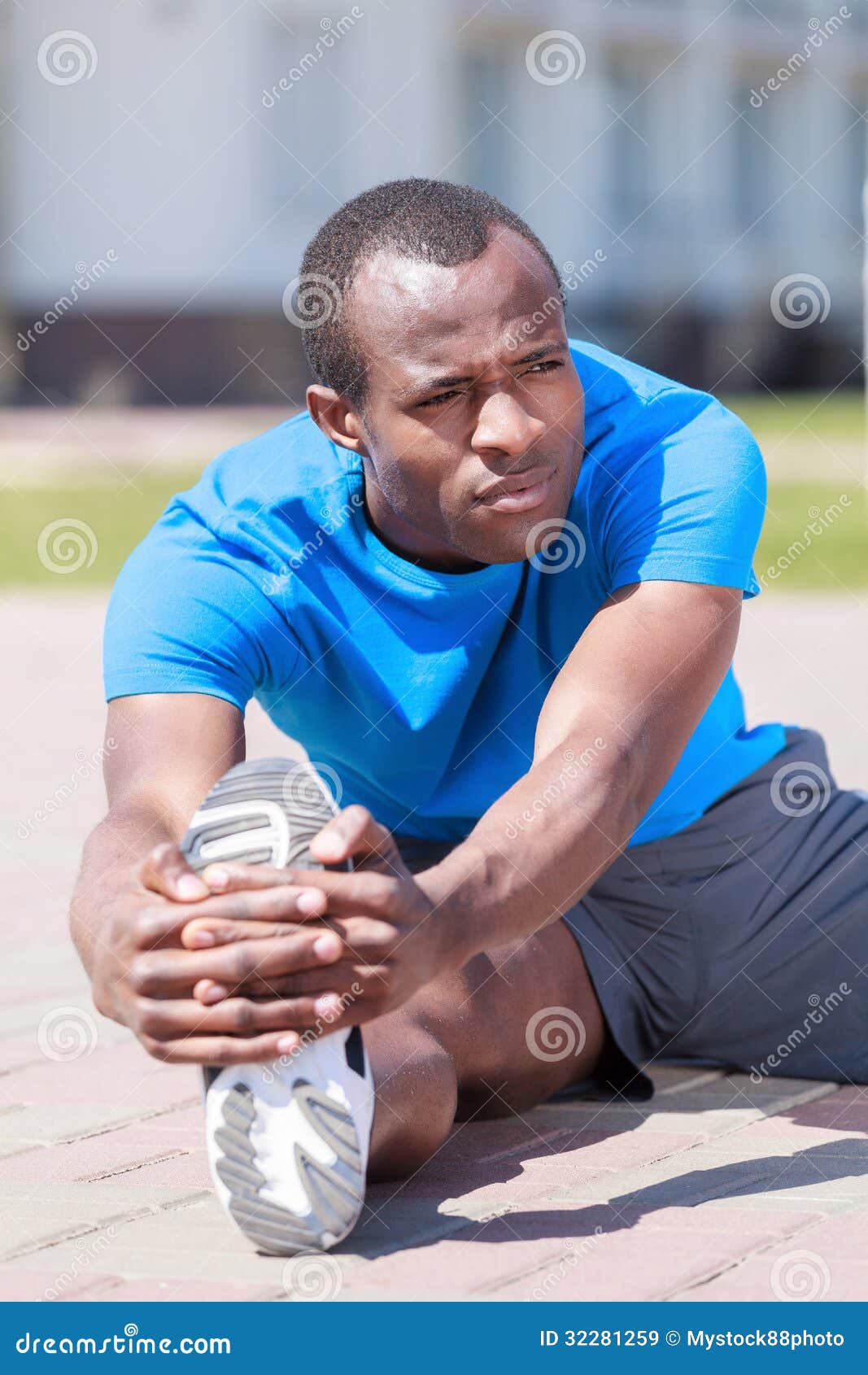 Exercising before Jogging. Young African Decsent Men Doing His O Stock ...