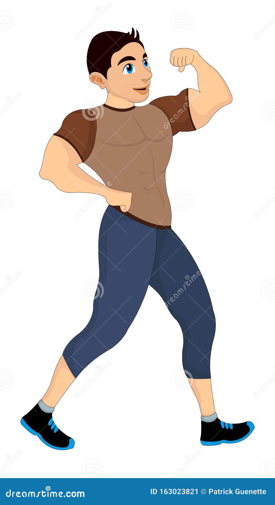 Exercising, Man Flexing His Biceps, Illustration Stock Vector ...