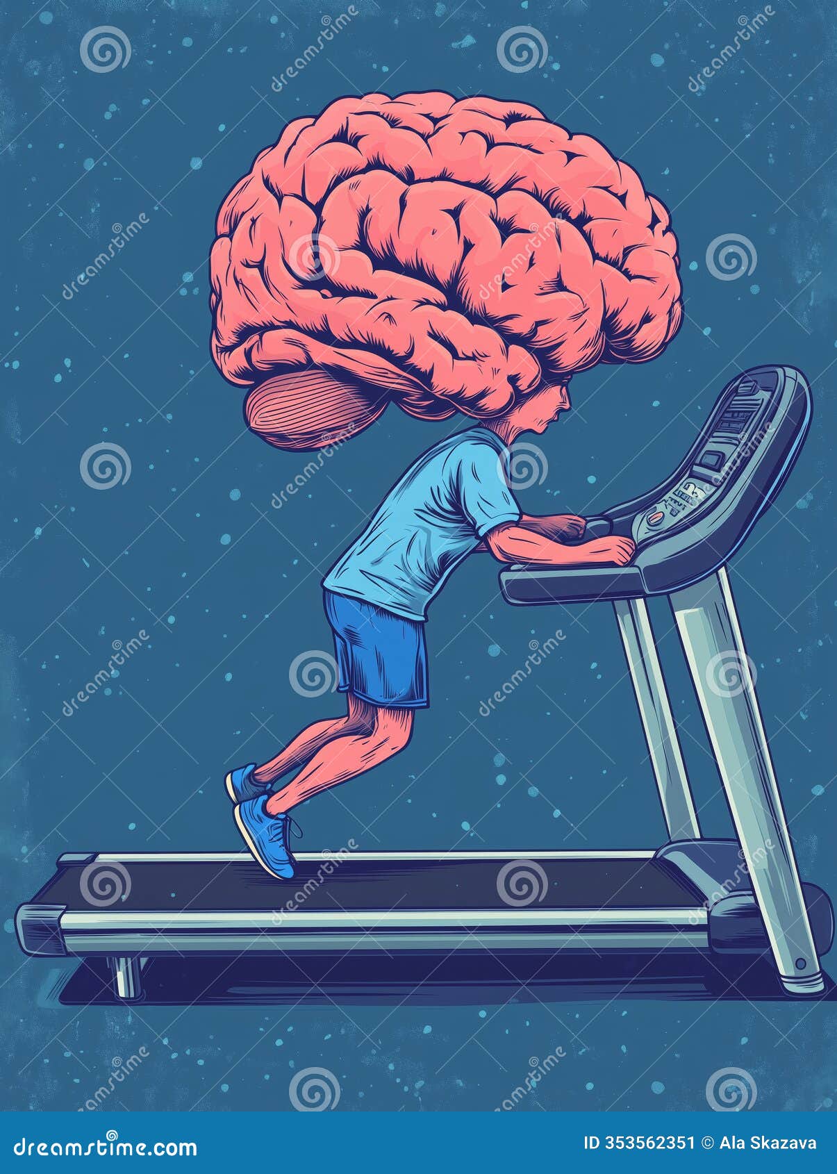 Exercising the Mind on a Treadmill in a Creative Blue Space Stock Image ...