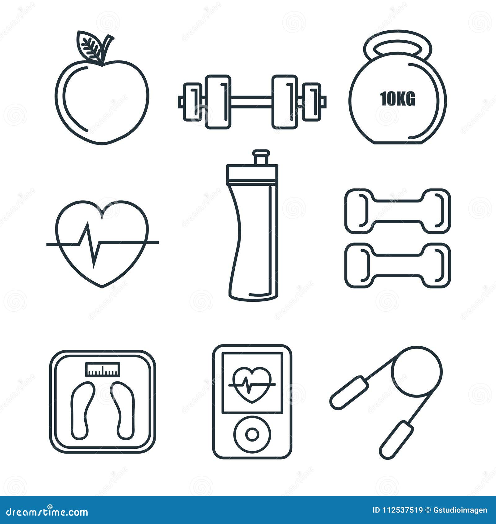 Exercising related object stock vector. Illustration of smiling - 112537519