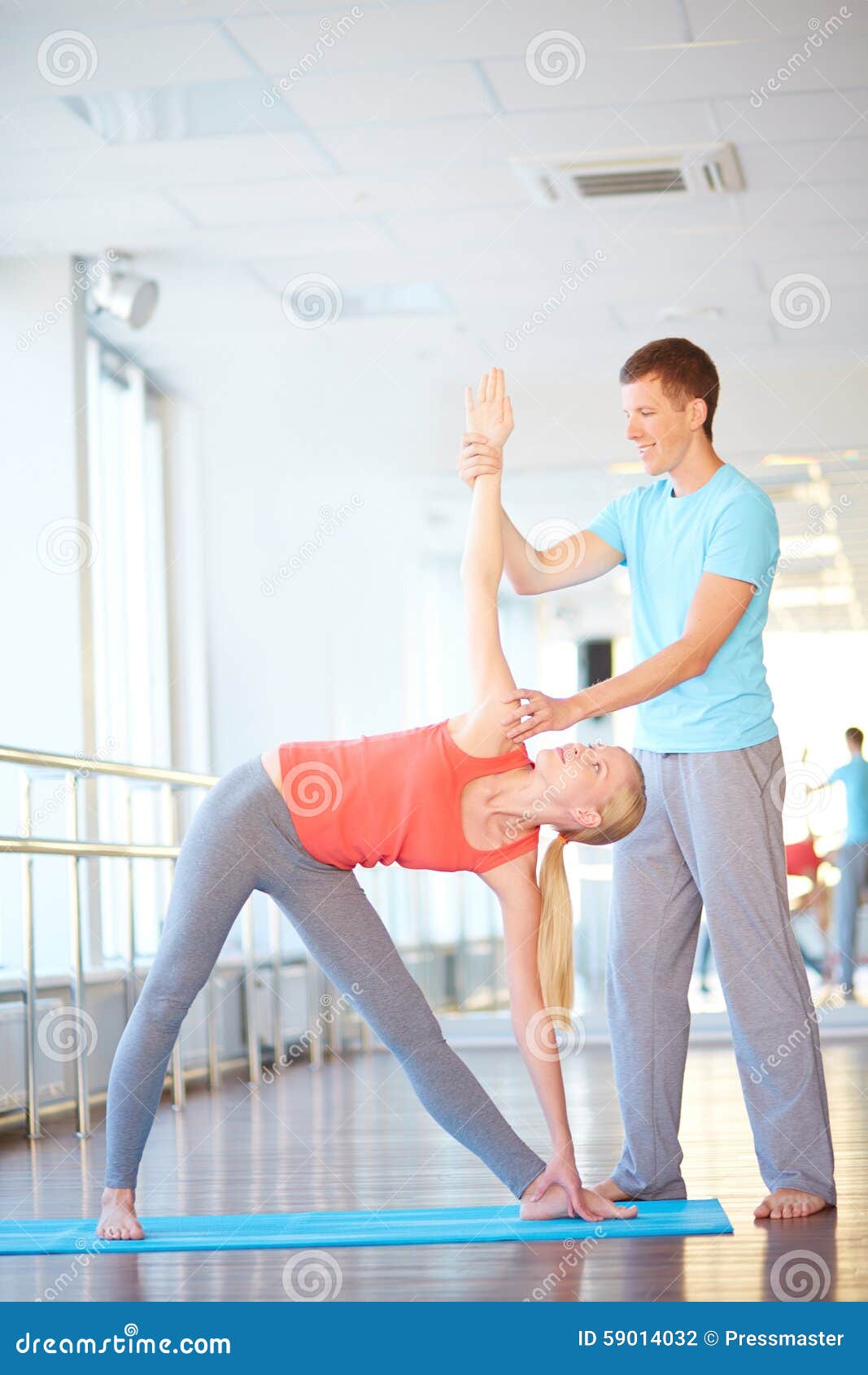 Exercising with trainer stock photo. Image of female - 59014032
