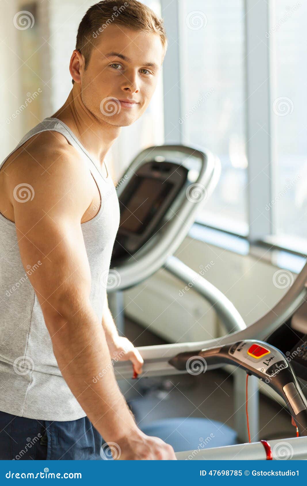 Exercising on treadmill. stock image. Image of concepts - 47698785