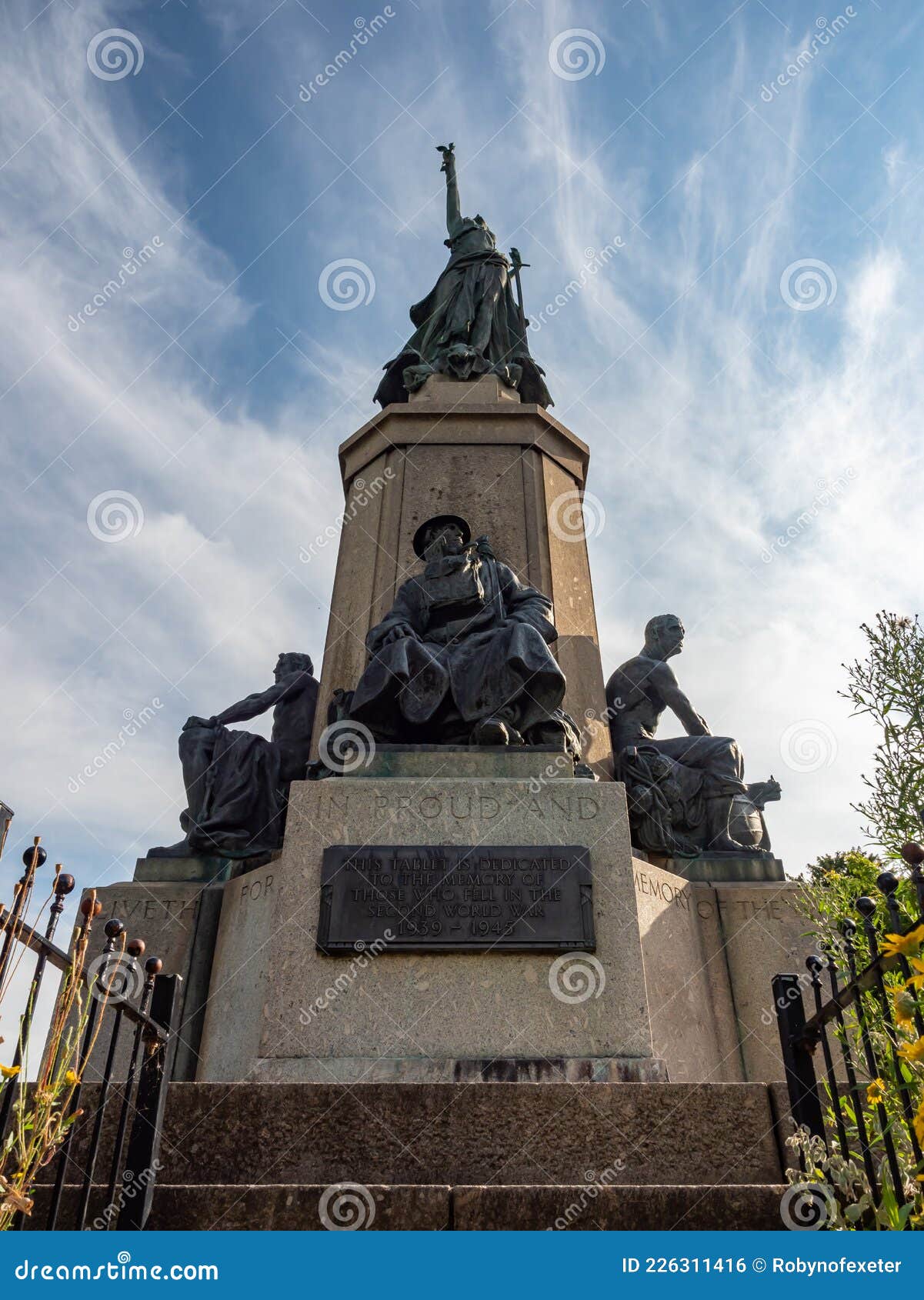 EXETER, DEVON, UK - August 3 2021: Front View of Exeter War Memorial in ...