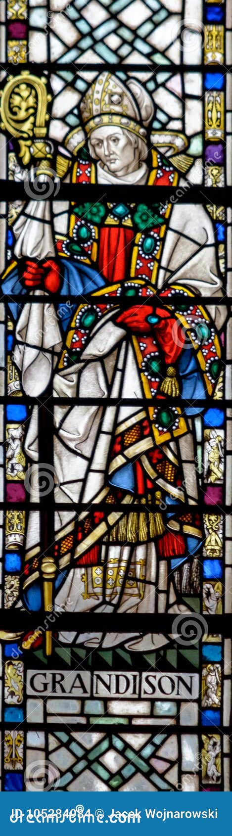 Stained Glass in Exeter Cathedral, West Window Lower Panel, John ...