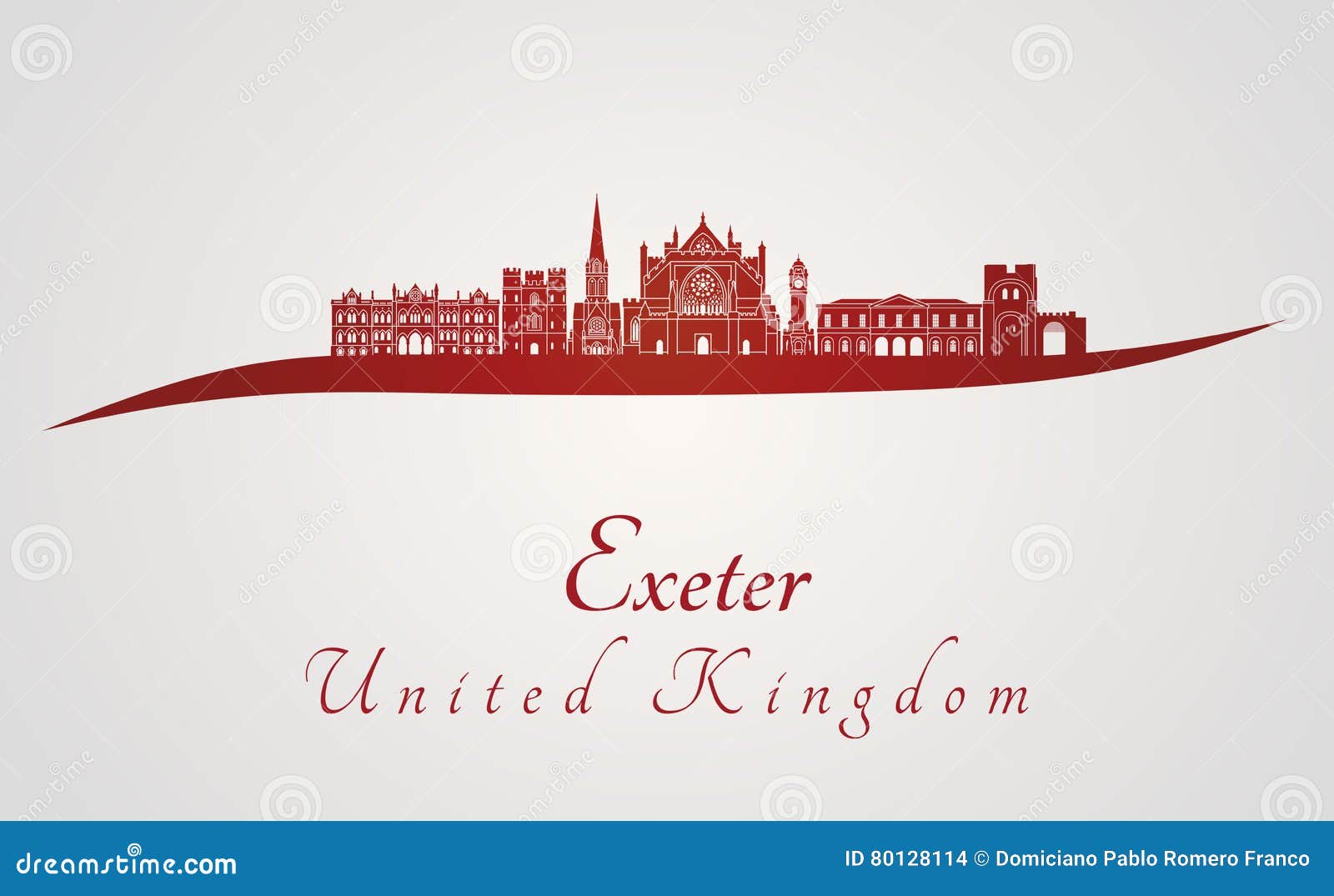 Exeter skyline in red stock vector. Illustration of white - 80128114