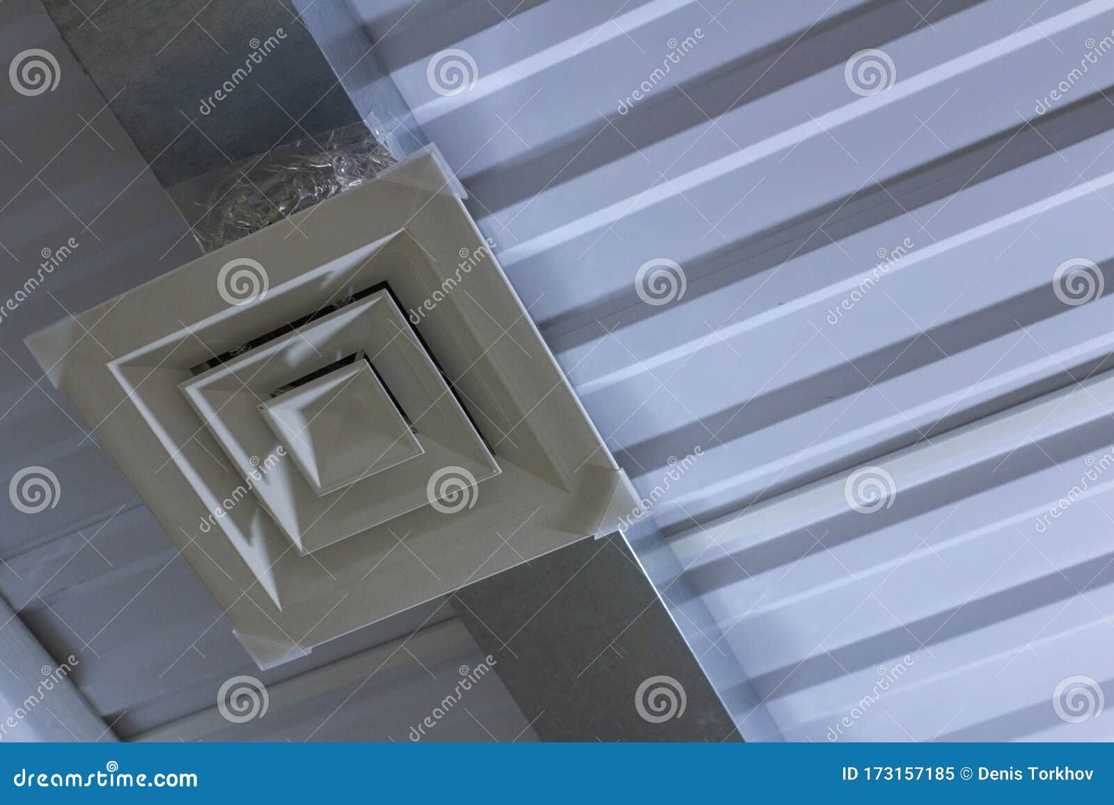 Exhaust Diffuser and Duct in a Close-up Ventilation System. Front and ...