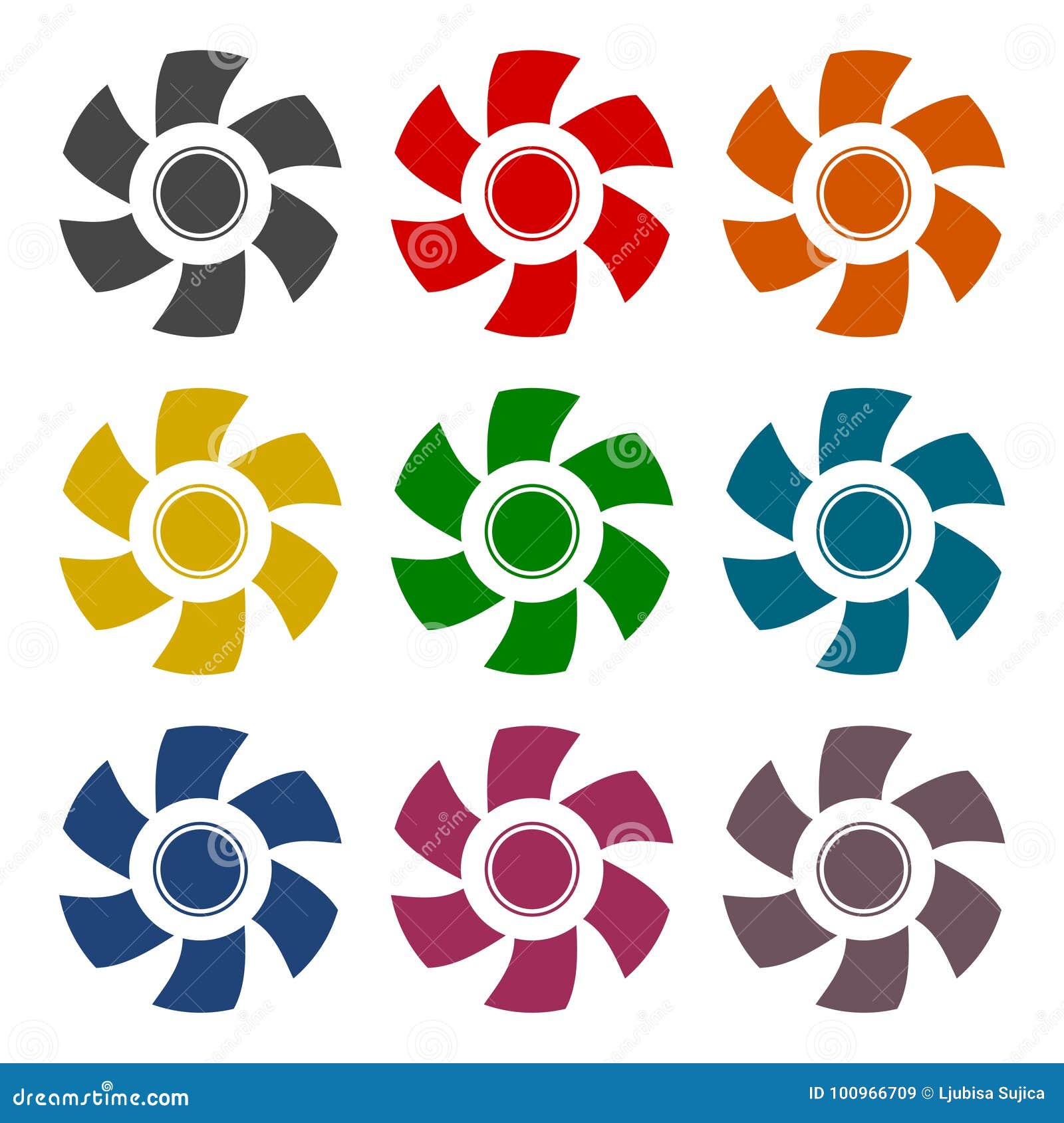 Exhaust Fan Vector Icons Set Stock Vector - Illustration of prop ...