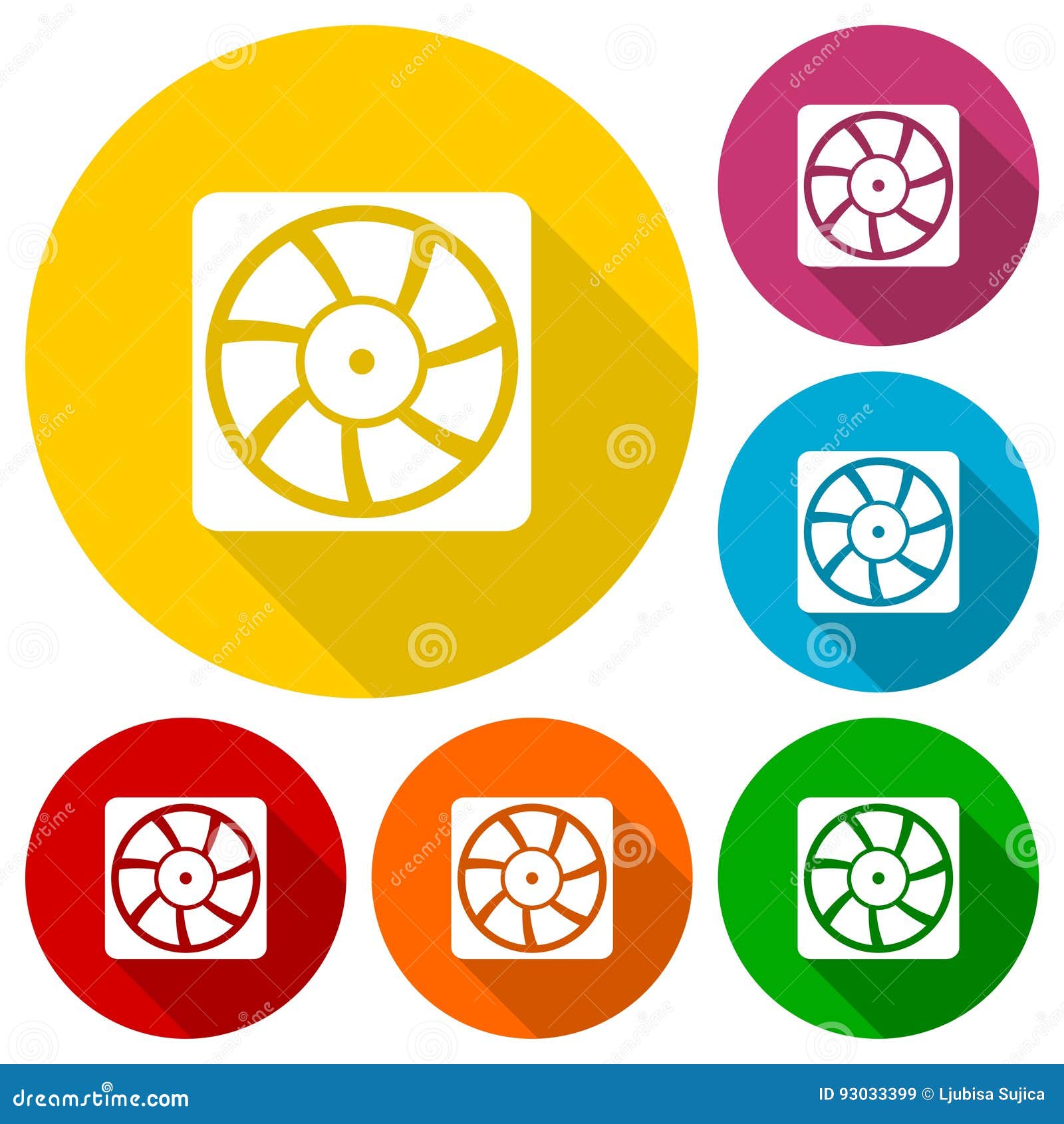 Exhaust Fan Vector Icons Set with Long Shadow Stock Vector ...