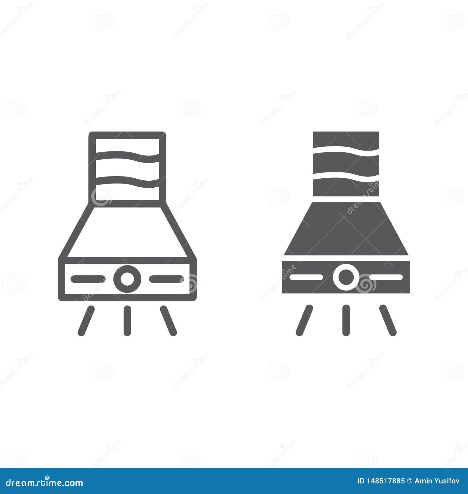 Exhaust Hood Line and Glyph Icon, Fan and Kitchen, Extractor Hood Sign ...