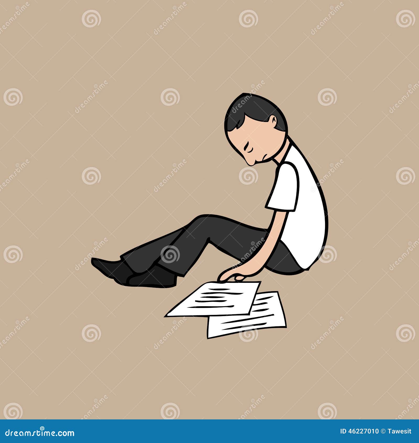 Exhaust man stock vector. Illustration of drawing, sleepy - 46227010