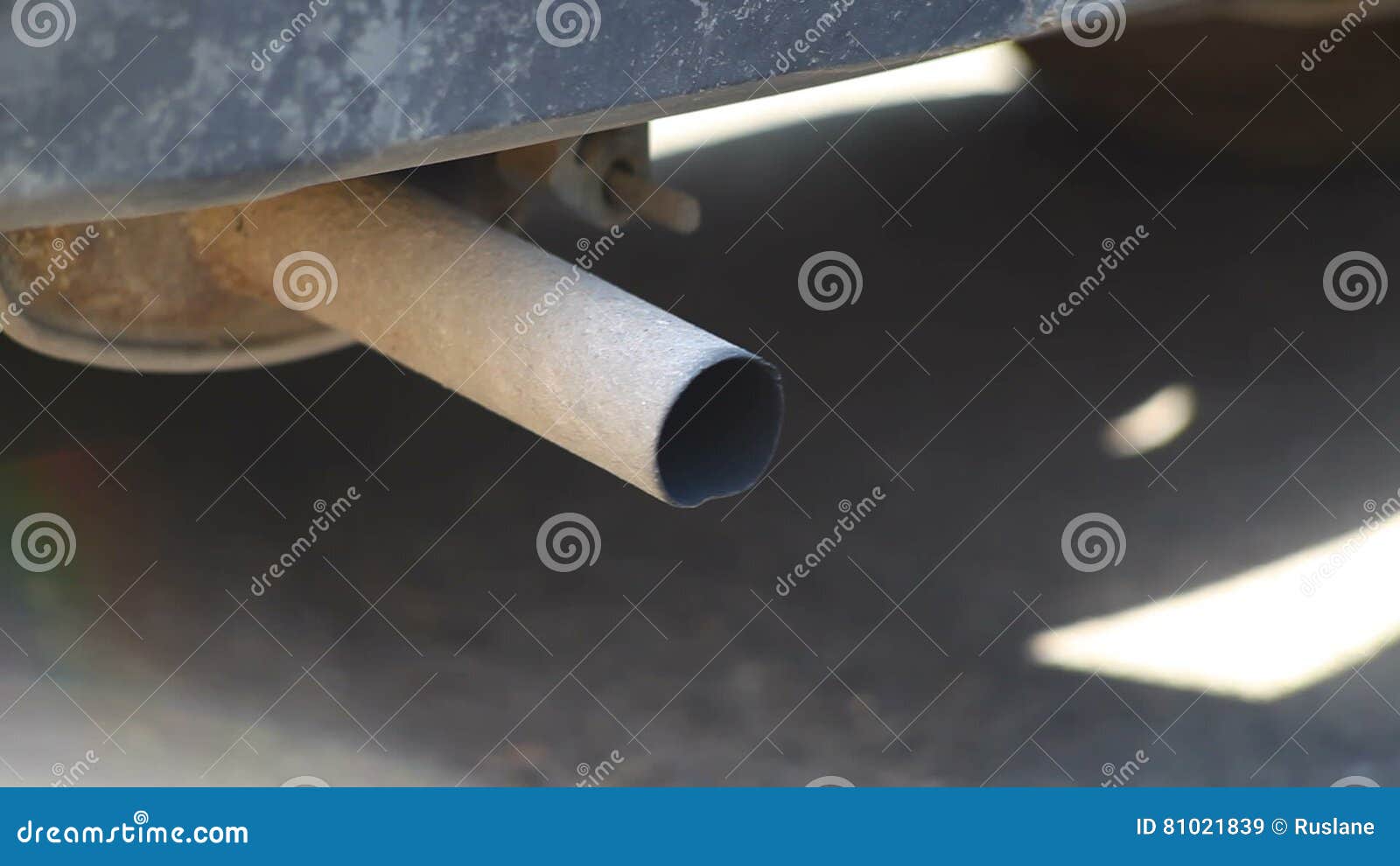 Exhaust pipe running car stock video. Video of dangerous - 81021839